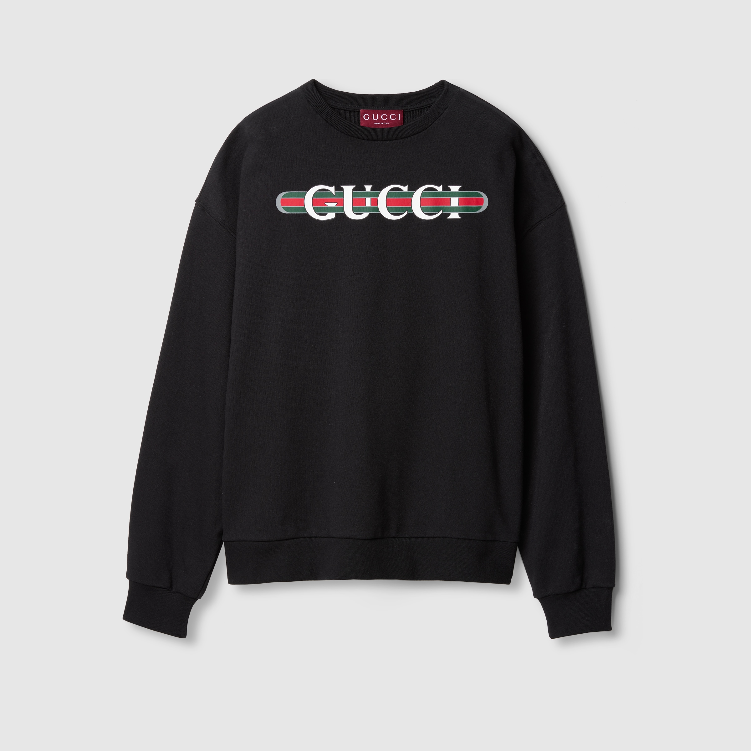 Printed cotton jersey sweatshirt in black | GUCCI® US