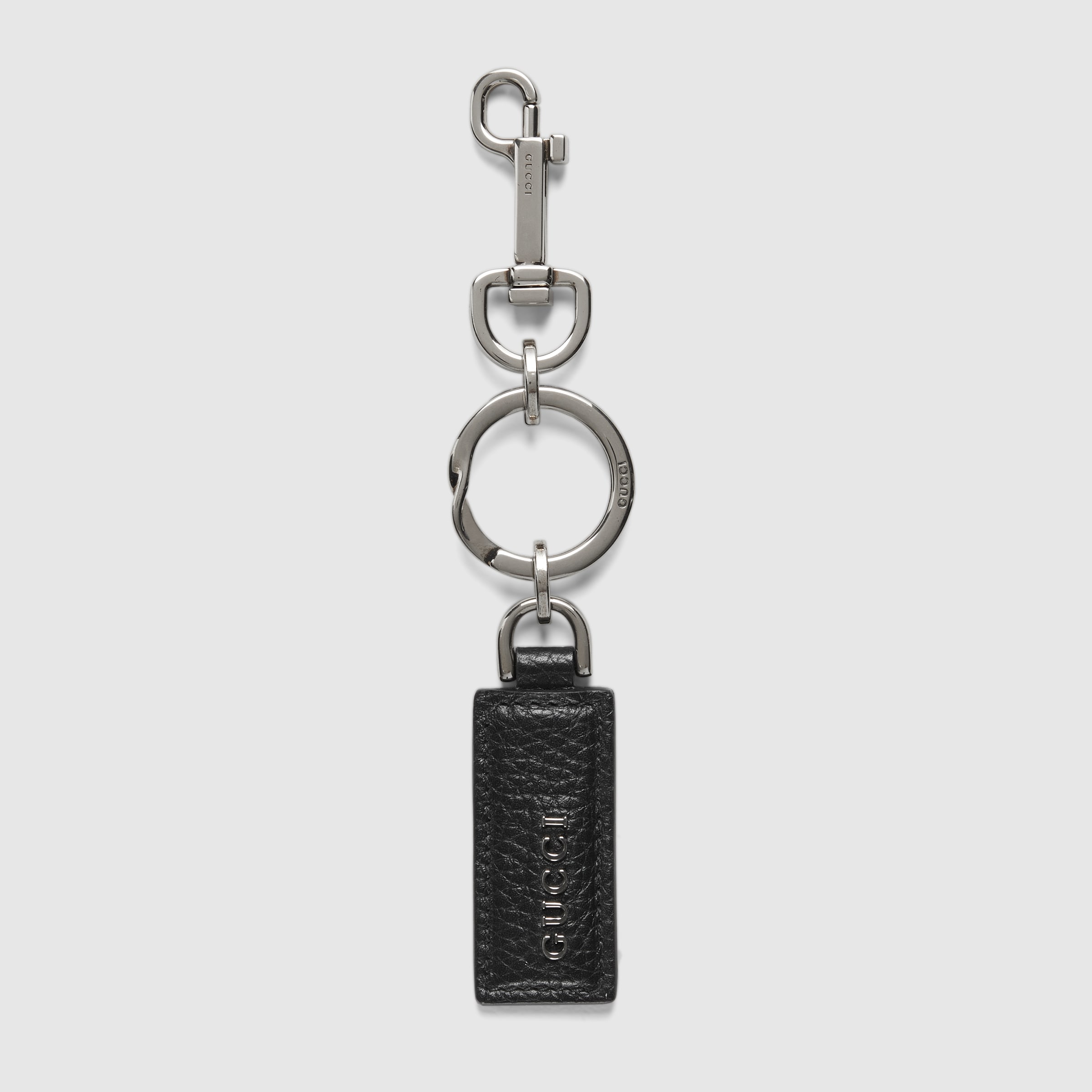 Keychain with Gucci logo in black leather | GUCCI® Australia