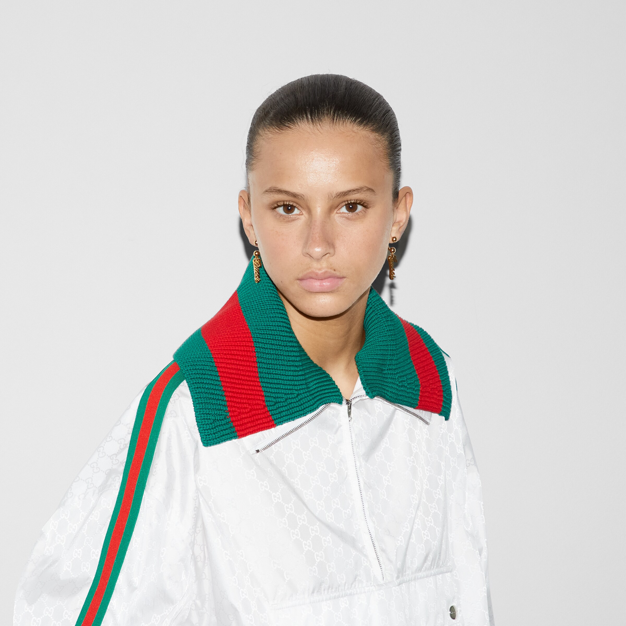 GG jacket with Web in white | GUCCI® ZA