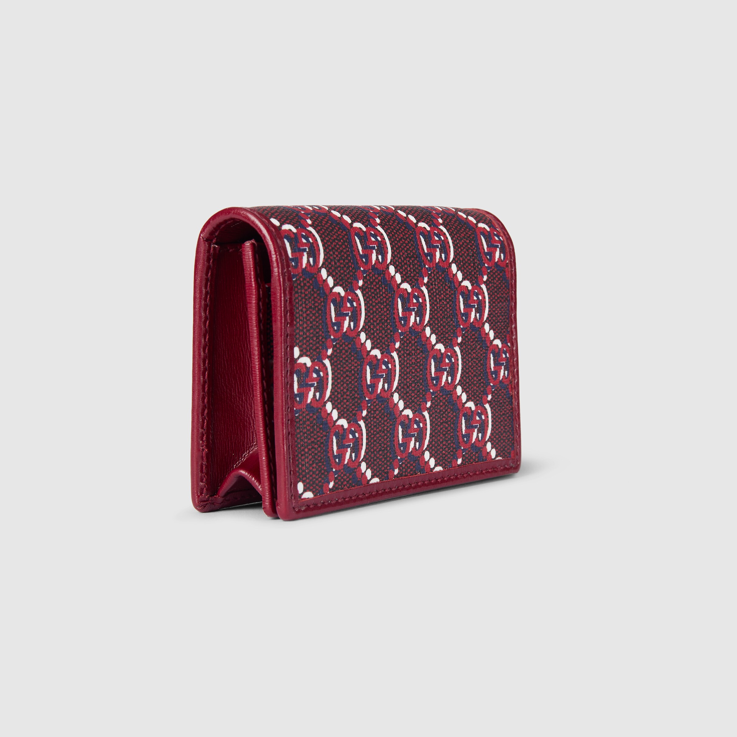 Card case wallet with GG Shadow in Rosso Ancora red canvas | GUCCI® Australia
