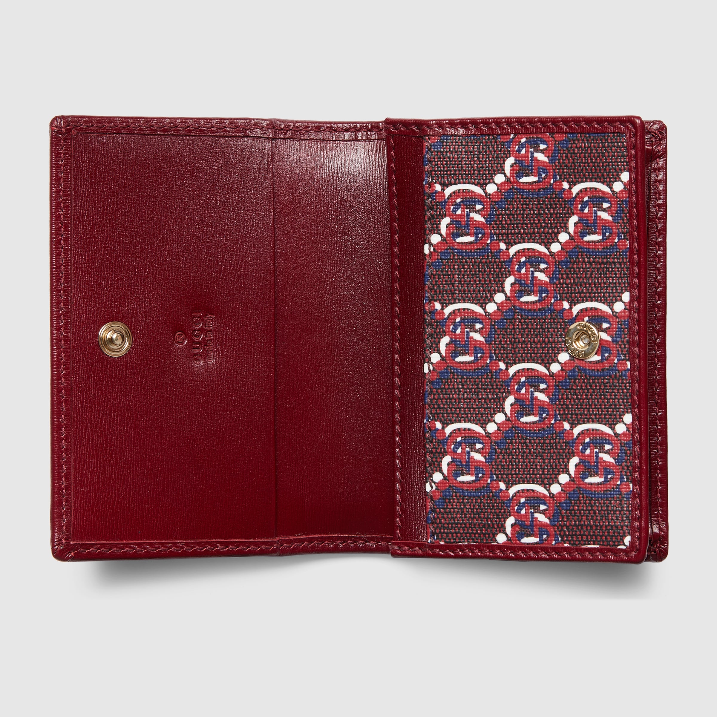 Card case wallet with GG Shadow in Rosso Ancora red canvas | GUCCI ...