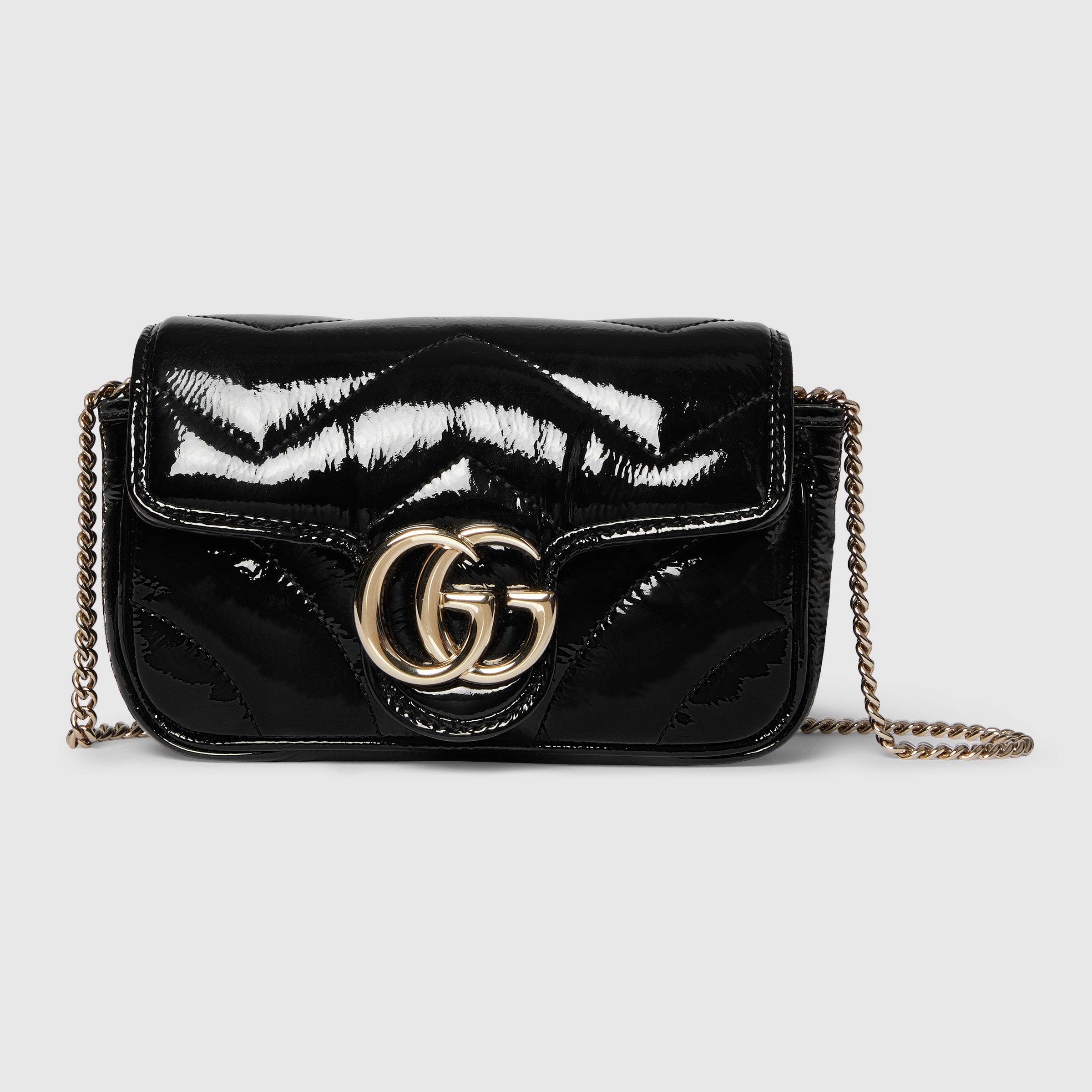 GG Marmont super mini bag in black patent leather | GUCCI® Australia