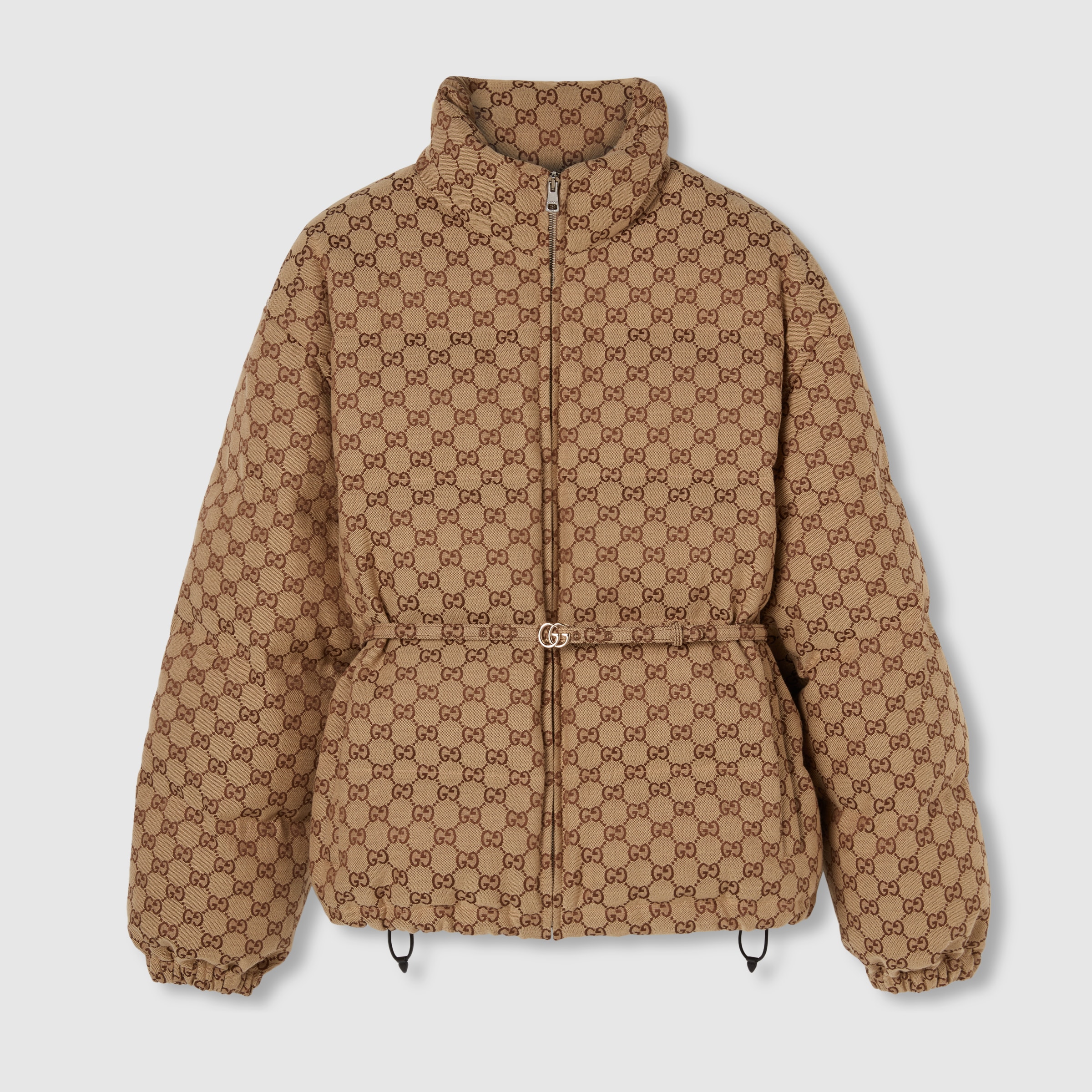 GG canvas bomber jacket in camel and ebony | GUCCI® Canada