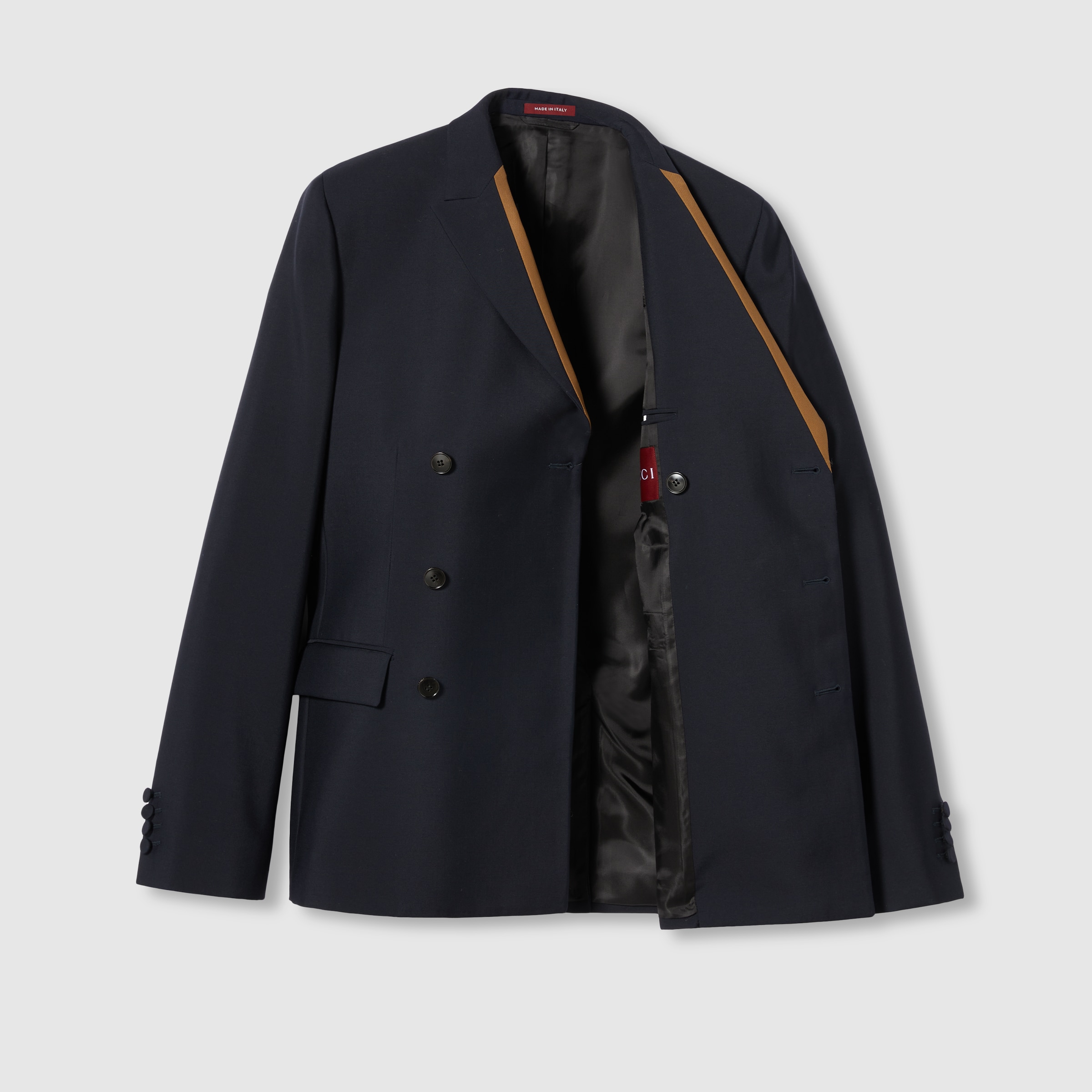 Fitted wool jacket in dark blue | GUCCI® US