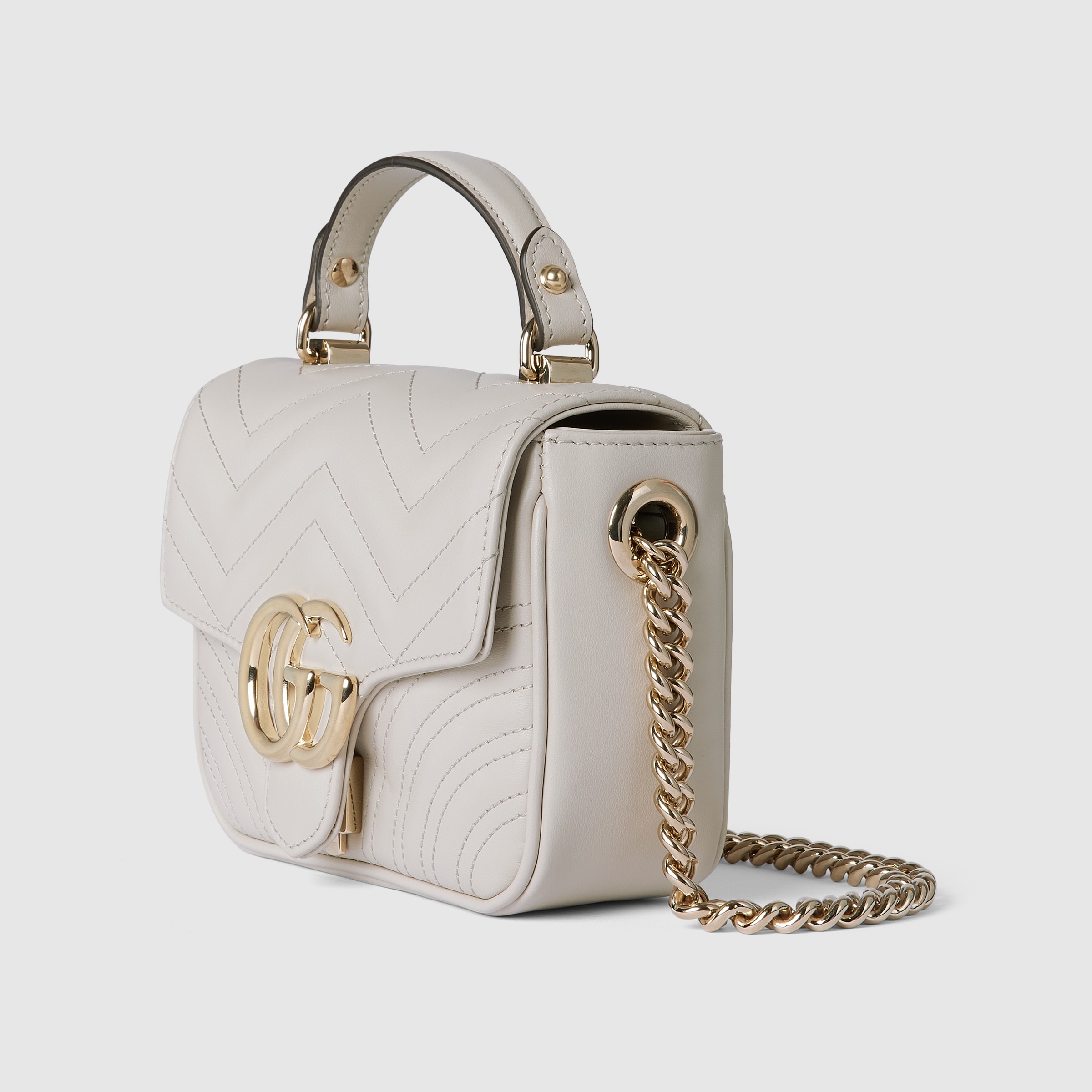 GG Marmont mini top handle bag in light grey leather | GUCCI® Australia