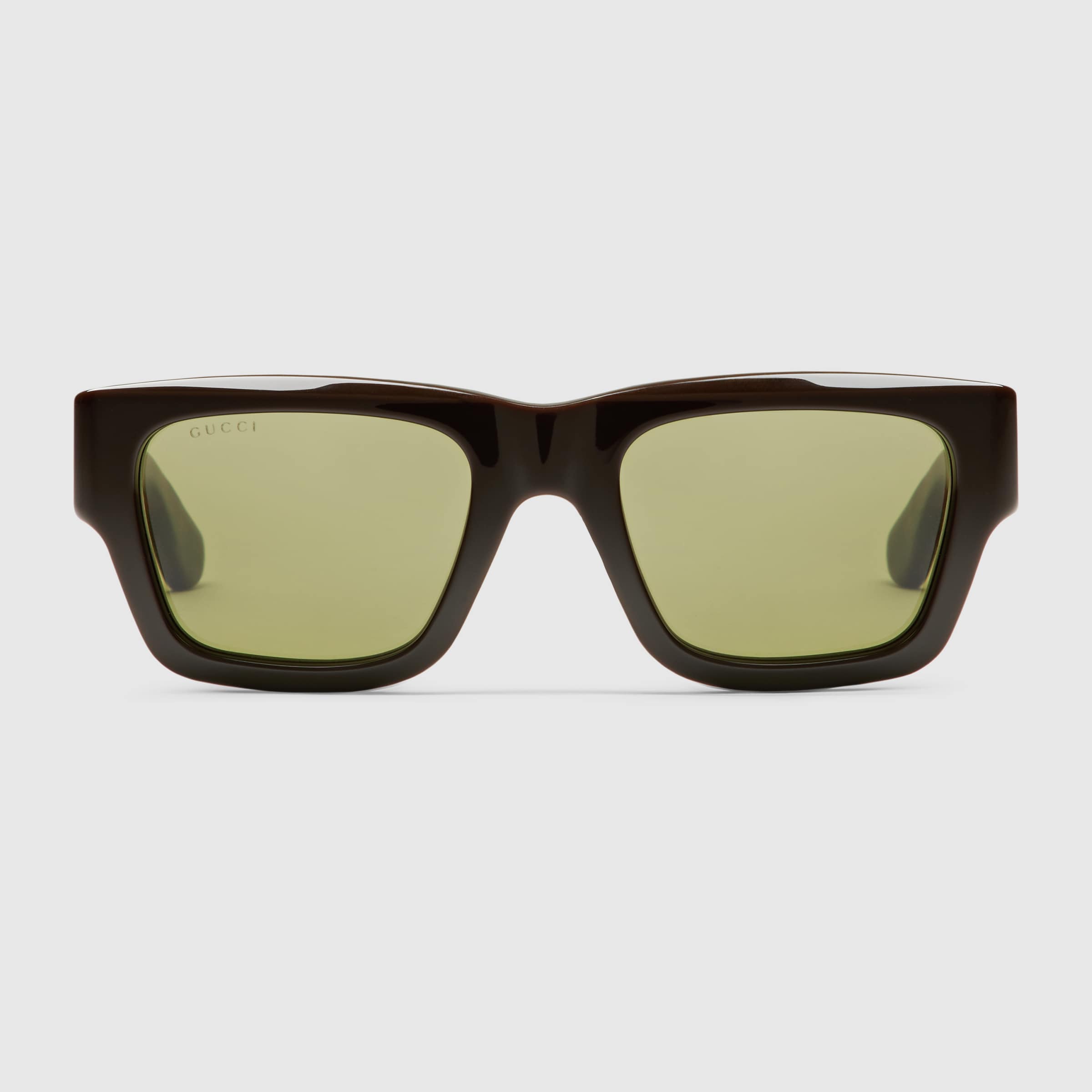 Rectangular frame sunglasses in brown and tortoiseshell | GUCCI® US