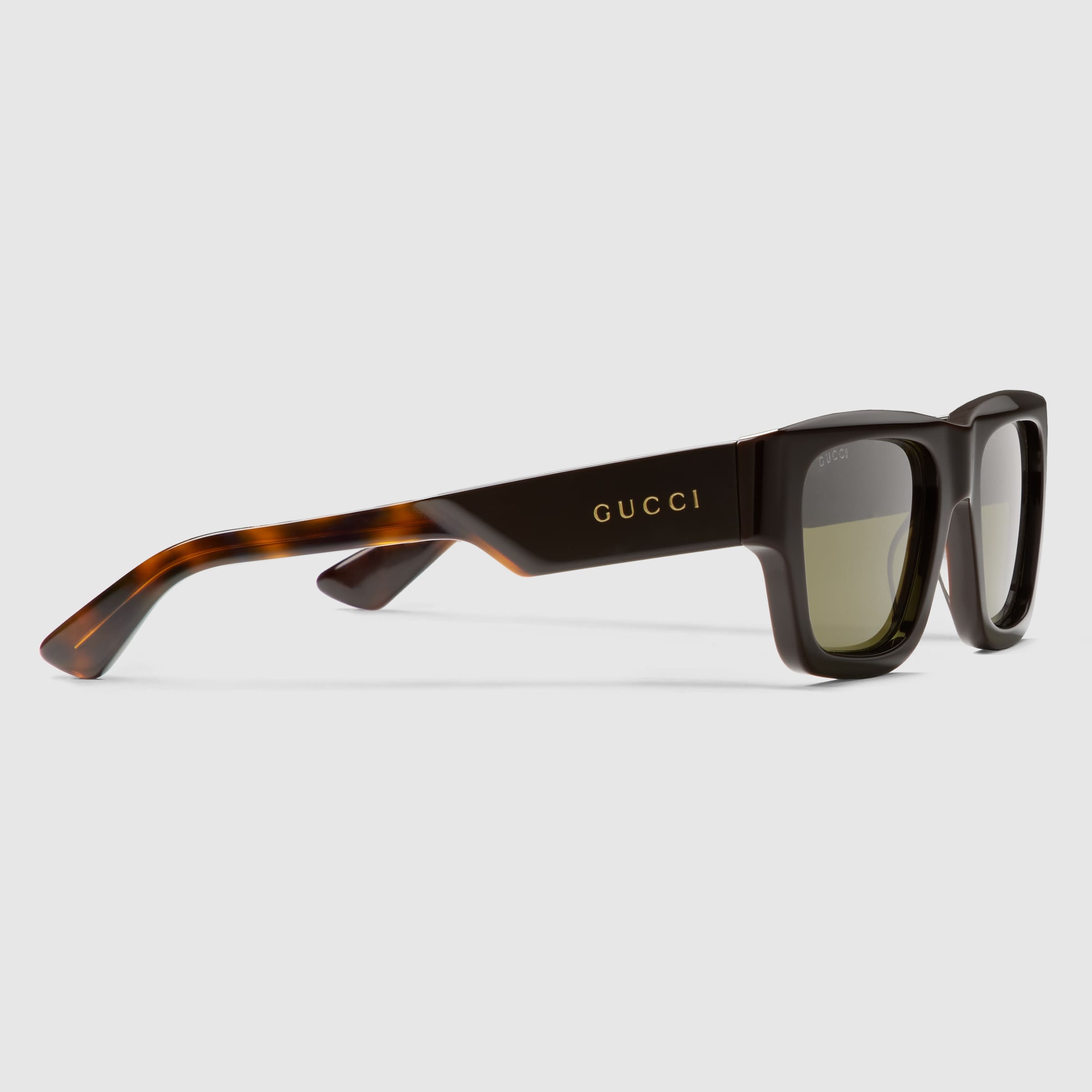 Rectangular frame sunglasses in brown and tortoiseshell | GUCCI® US