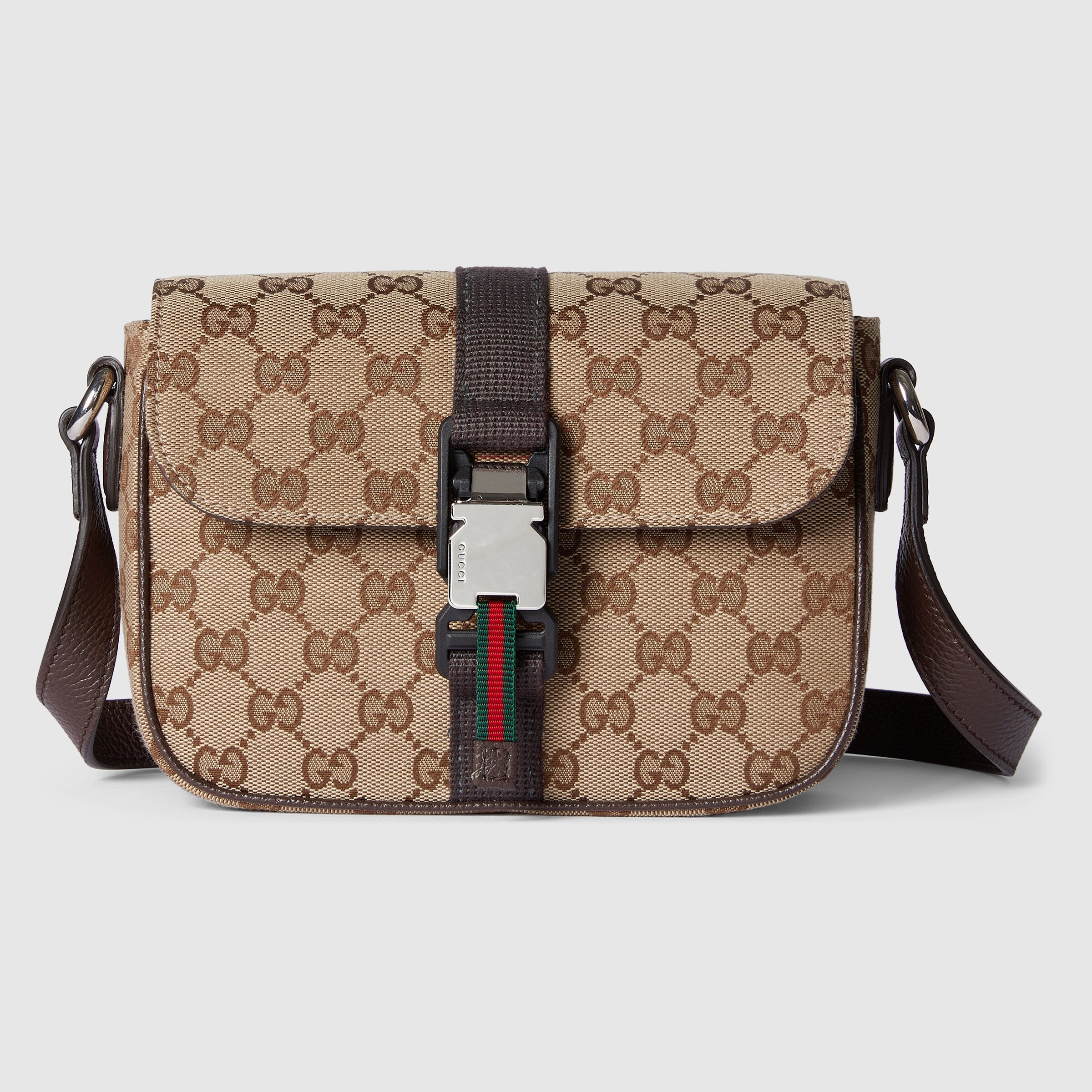 Mini GG crossbody bag in beige and dark brown GG canvas | GUCCI® US