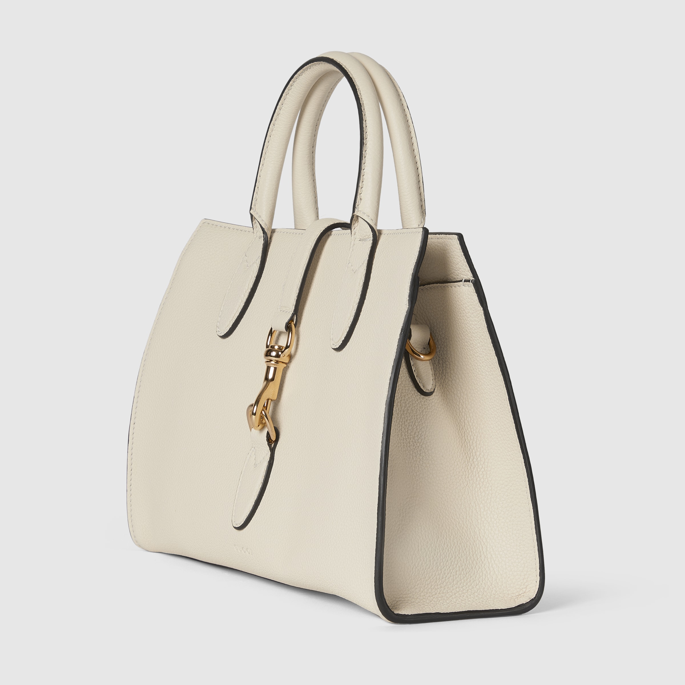 Medium tote bag with hook closure in ivory leather | GUCCI® UK