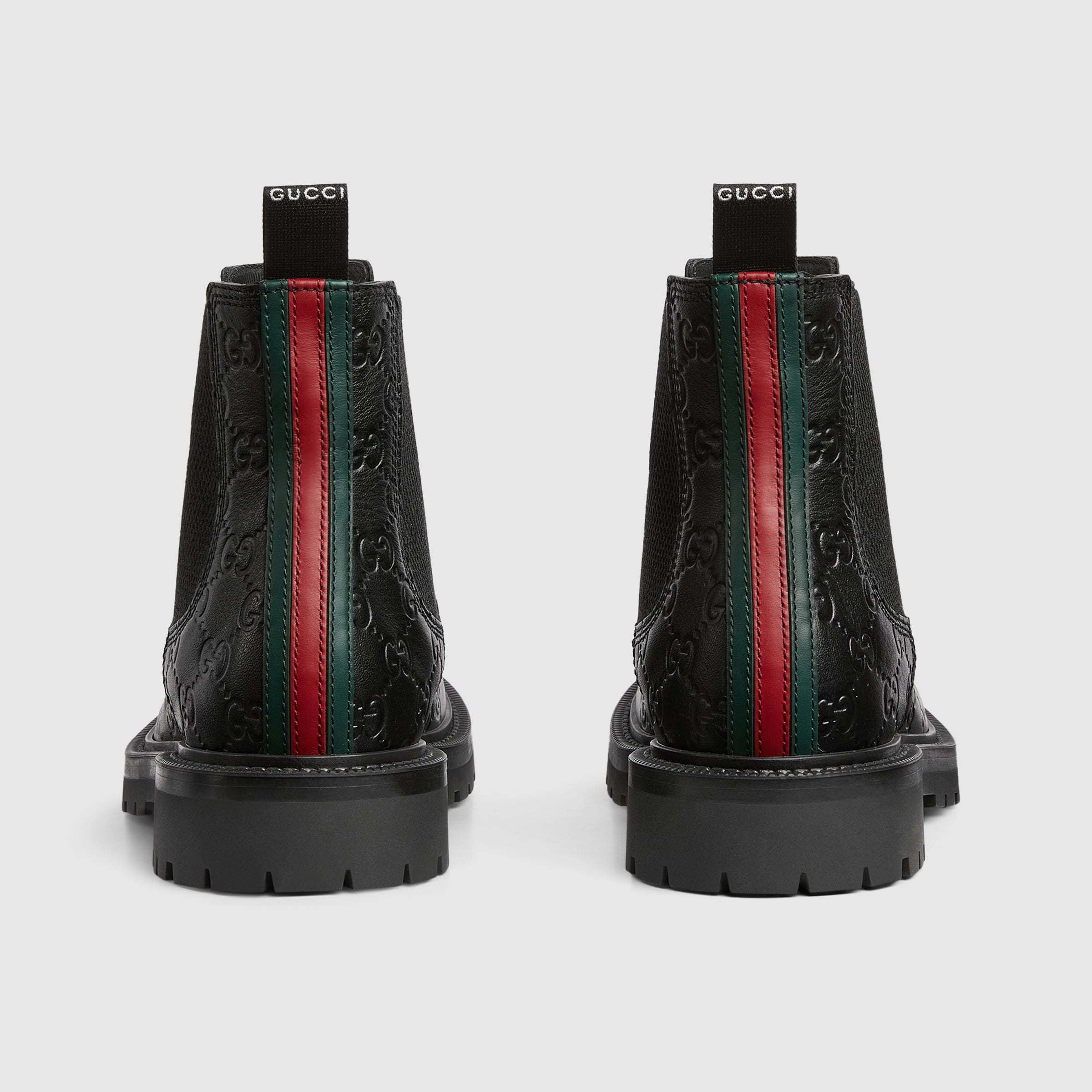 Men's boot with Web in black GG leather | GUCCI® ZA