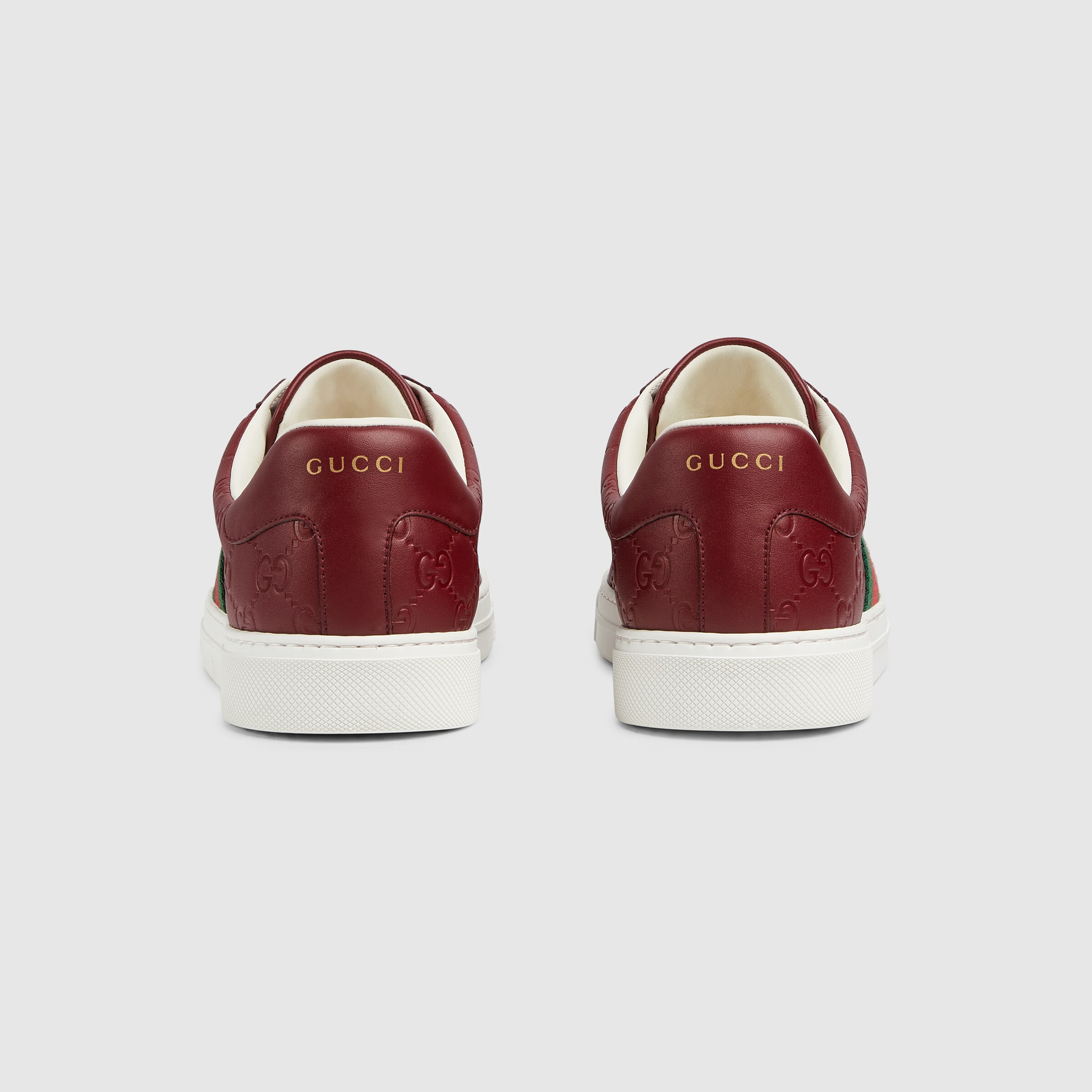 Men's Gucci Ace sneaker with Web in Rosso Ancora leather | GUCCI® AE