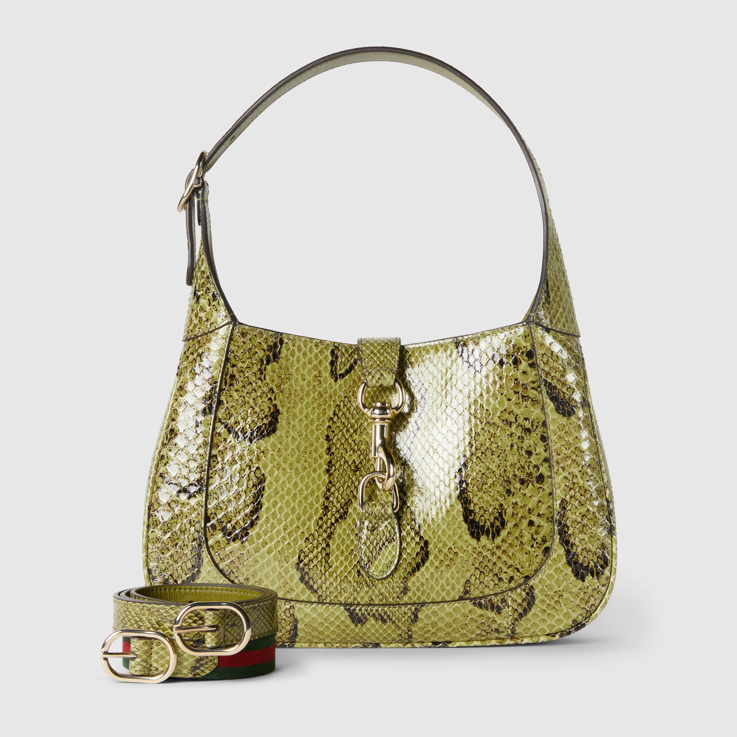 Gucci Jackie python shoulder bag in green and black | GUCCI® US