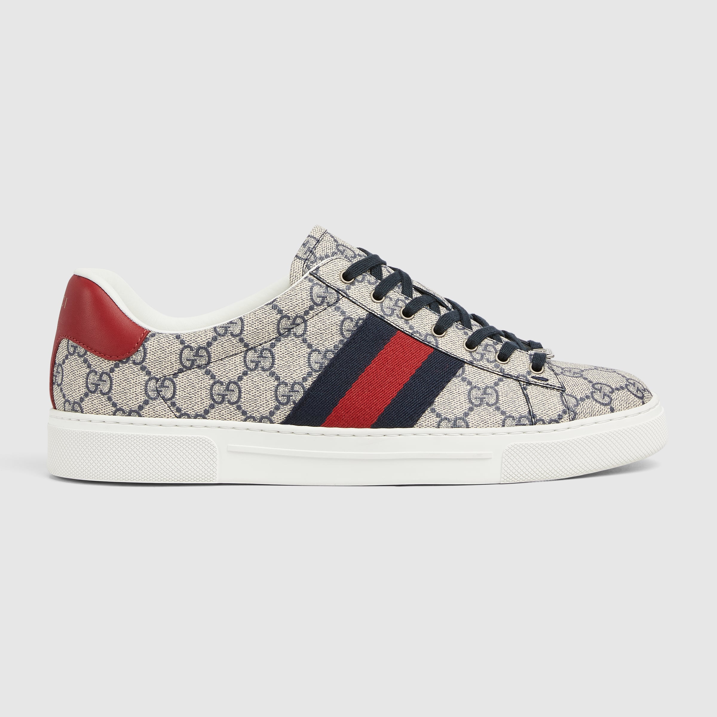 Men's Gucci Ace trainer with Web in beige and blue GG Supreme | GUCCI® ZA