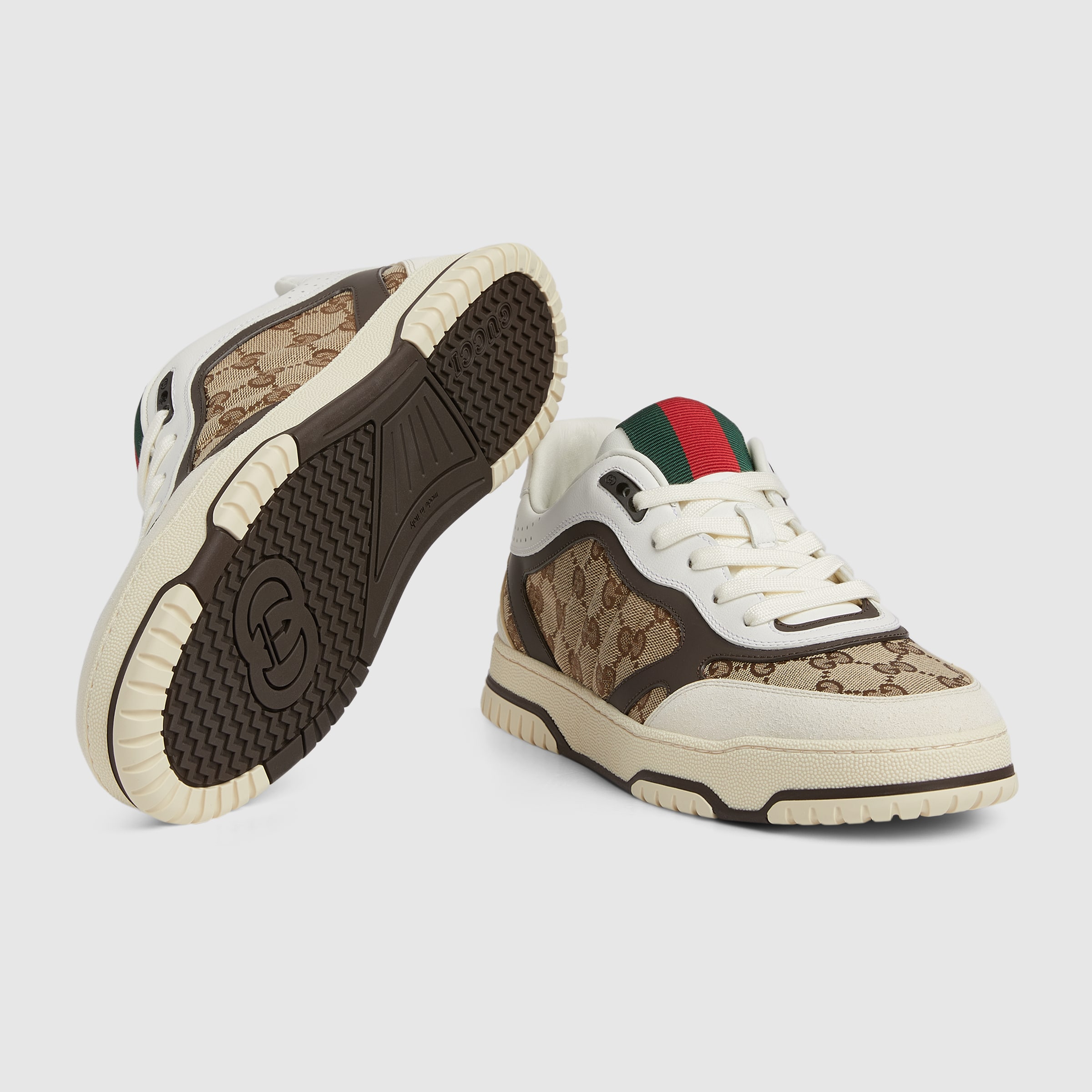 Sneakers Gucci Re-Web para hombre inlona GG beige y ébano | GUCCI® MX