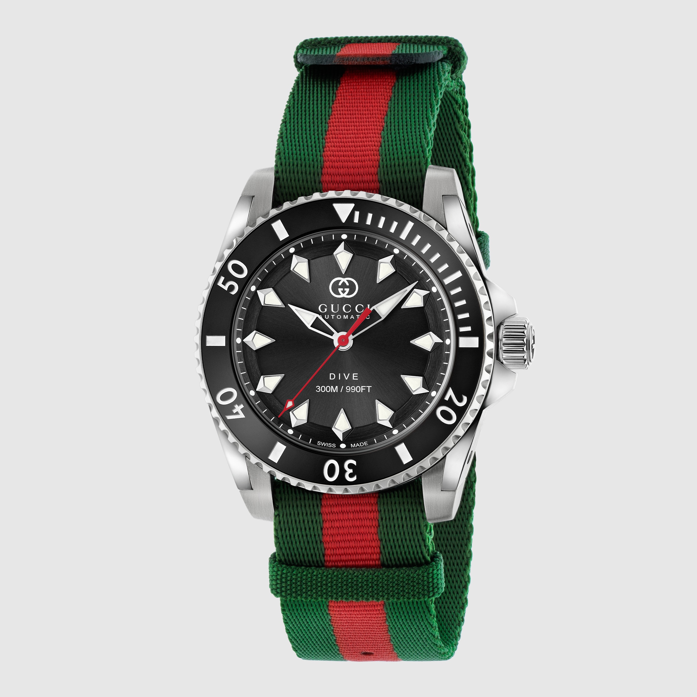 Gucci Dive watch, 40mm in green and red nylon | GUCCI® US