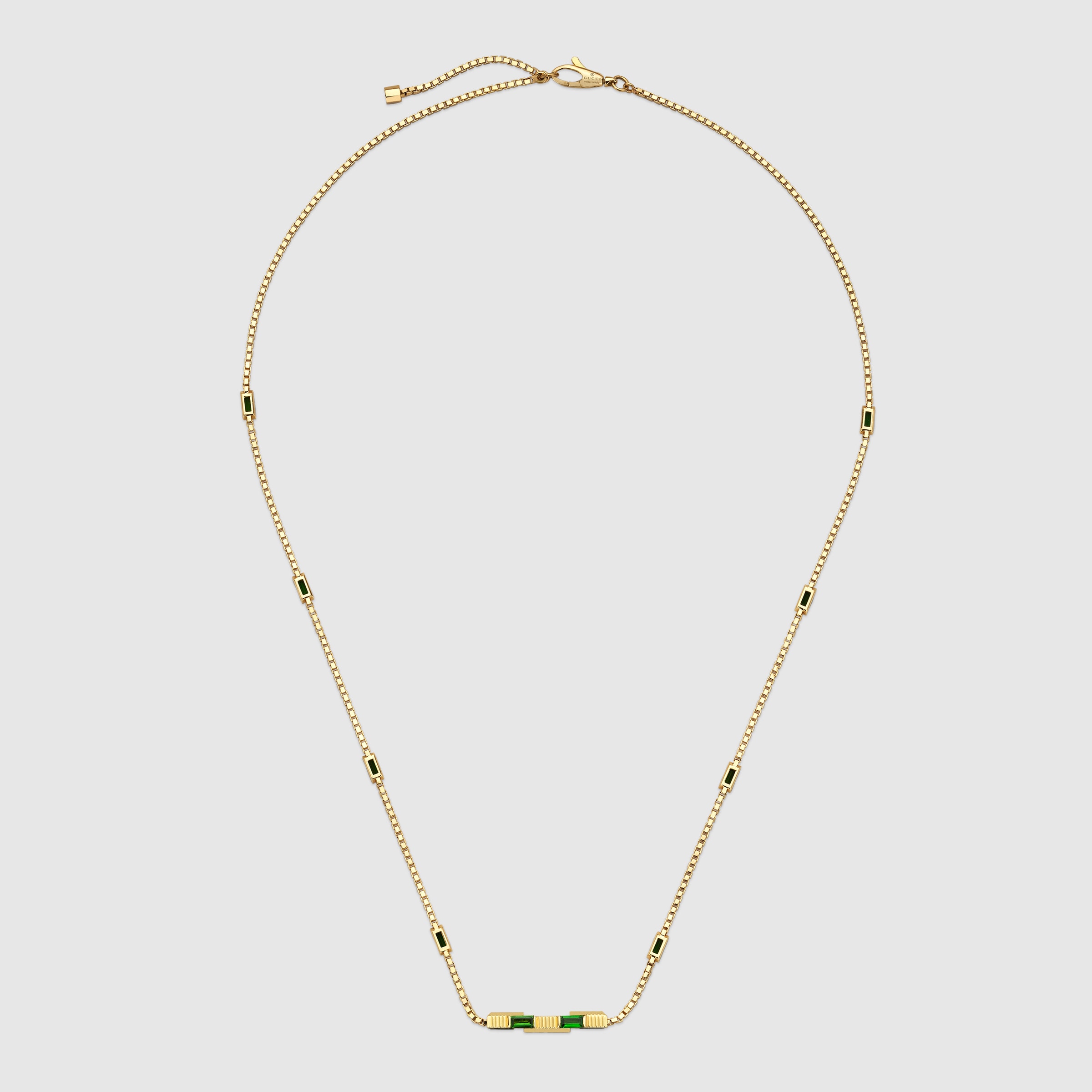 Gucci Link to Love baguette tourmaline necklace in 18k yellow gold ...