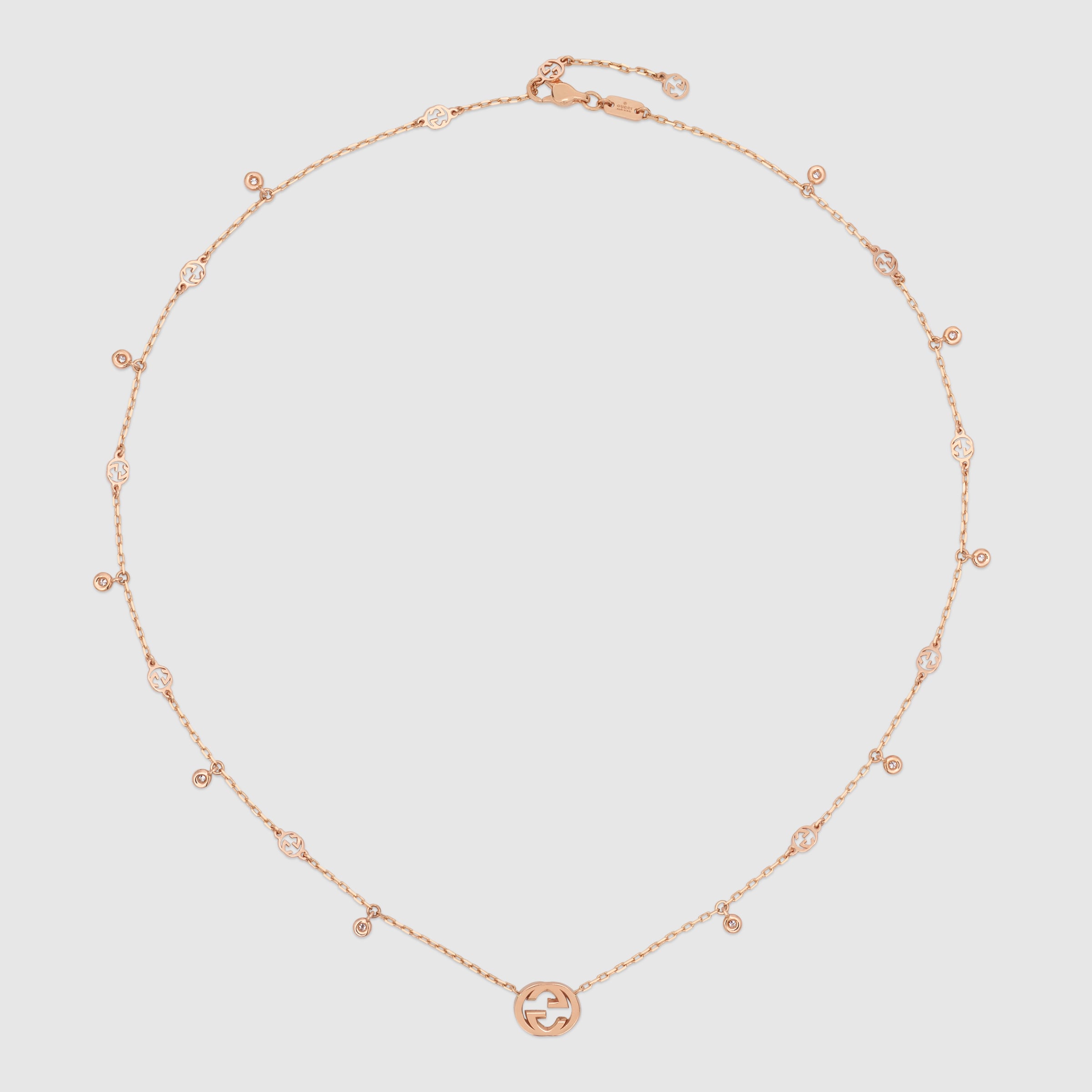 Gucci Interlocking diamond necklace in 18k rose gold | GUCCI® US