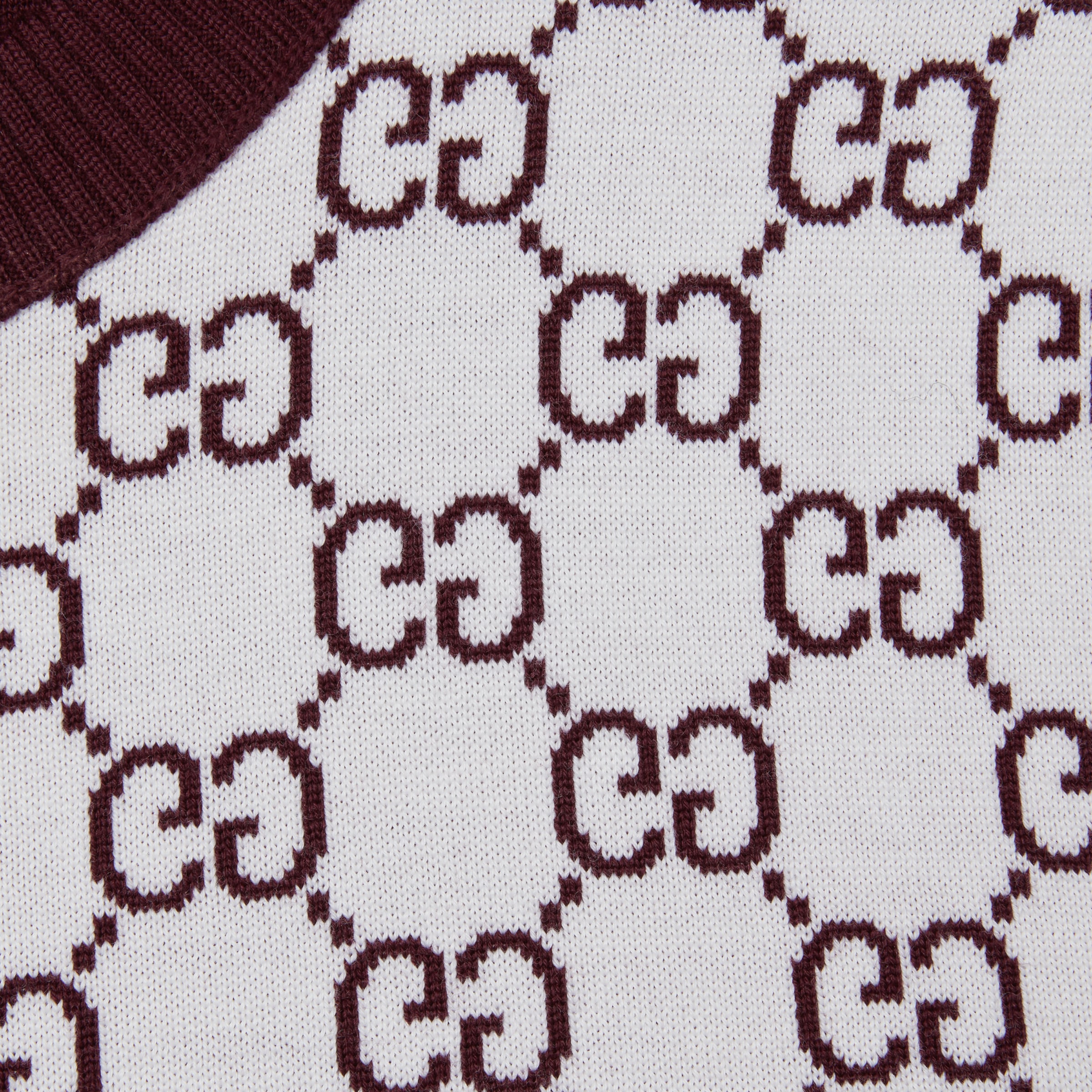 Reversible GG wool jacquard top in bordeaux and white | GUCCI® US