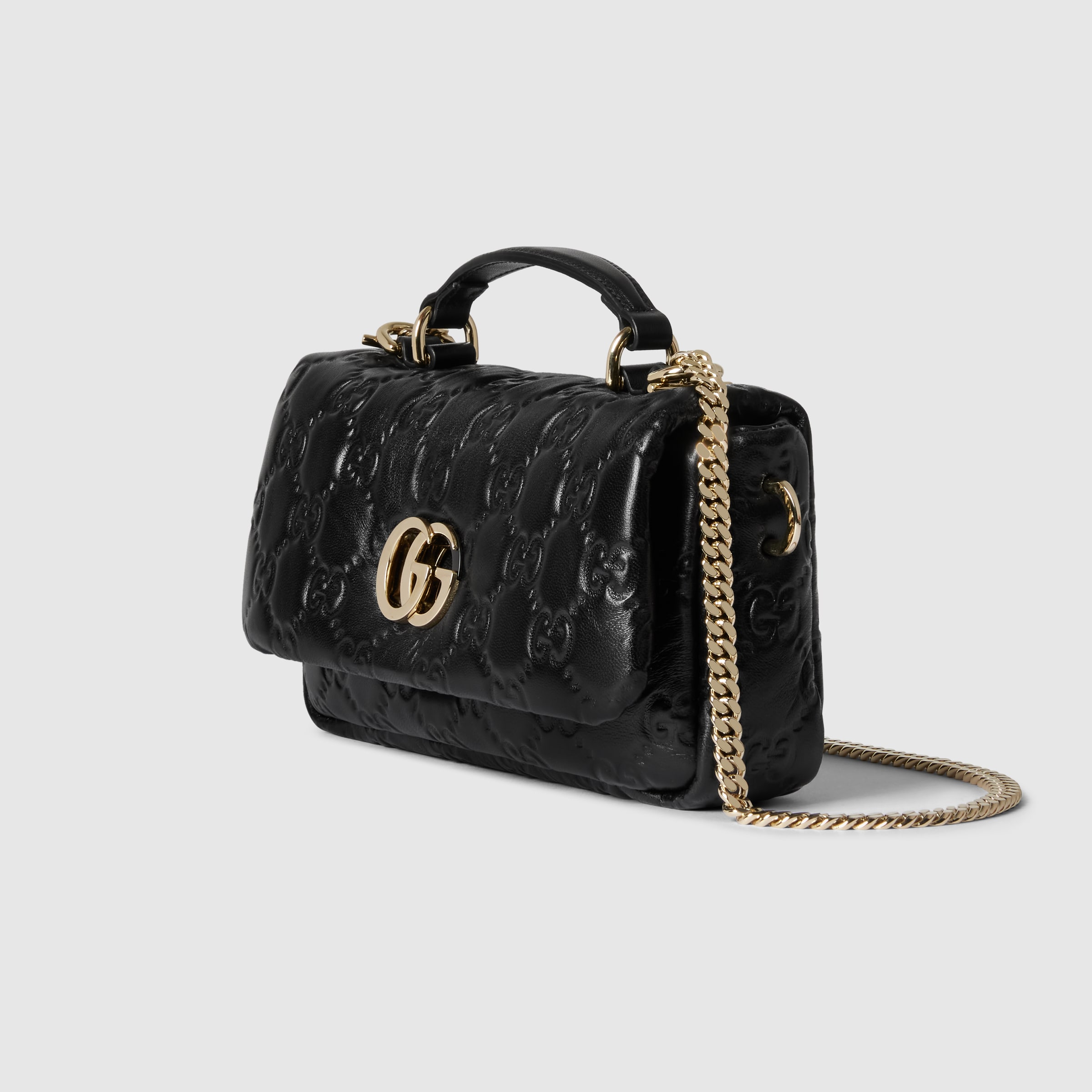 GG Milano mini top handle bag in black leather | GUCCI® Australia