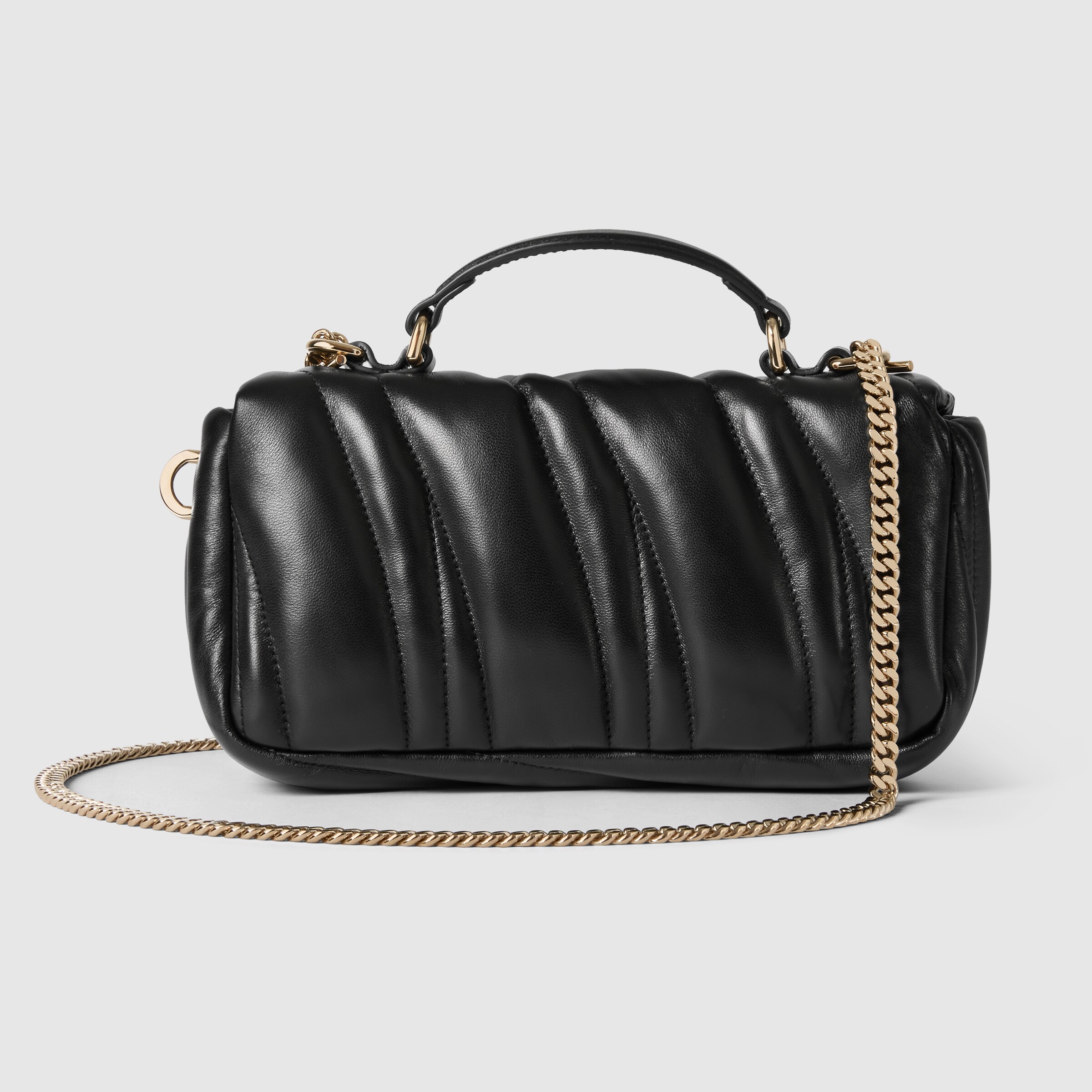 GG Milano mini top handle bag in black leather | GUCCI® SG