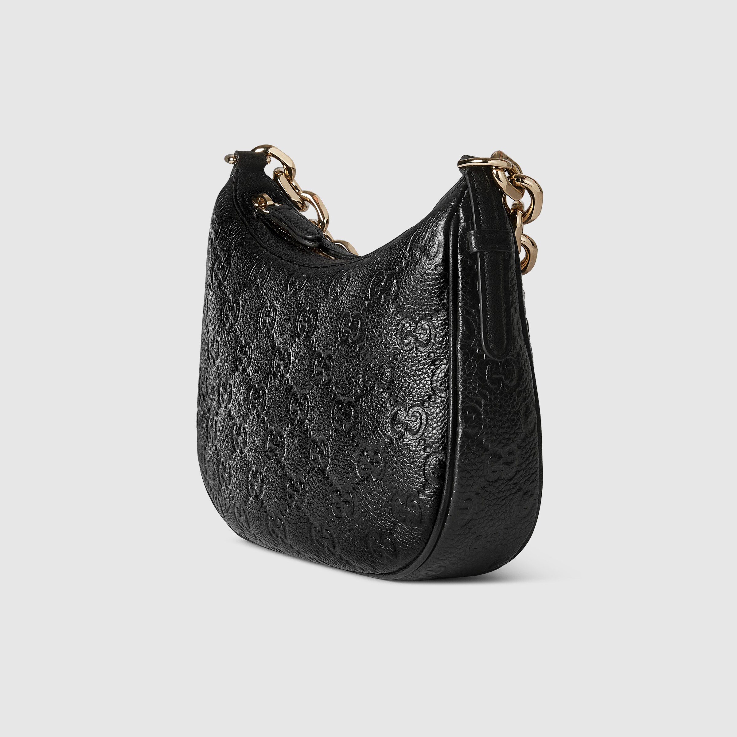 GG Emblem small shoulder bag in black leather | GUCCI® TR