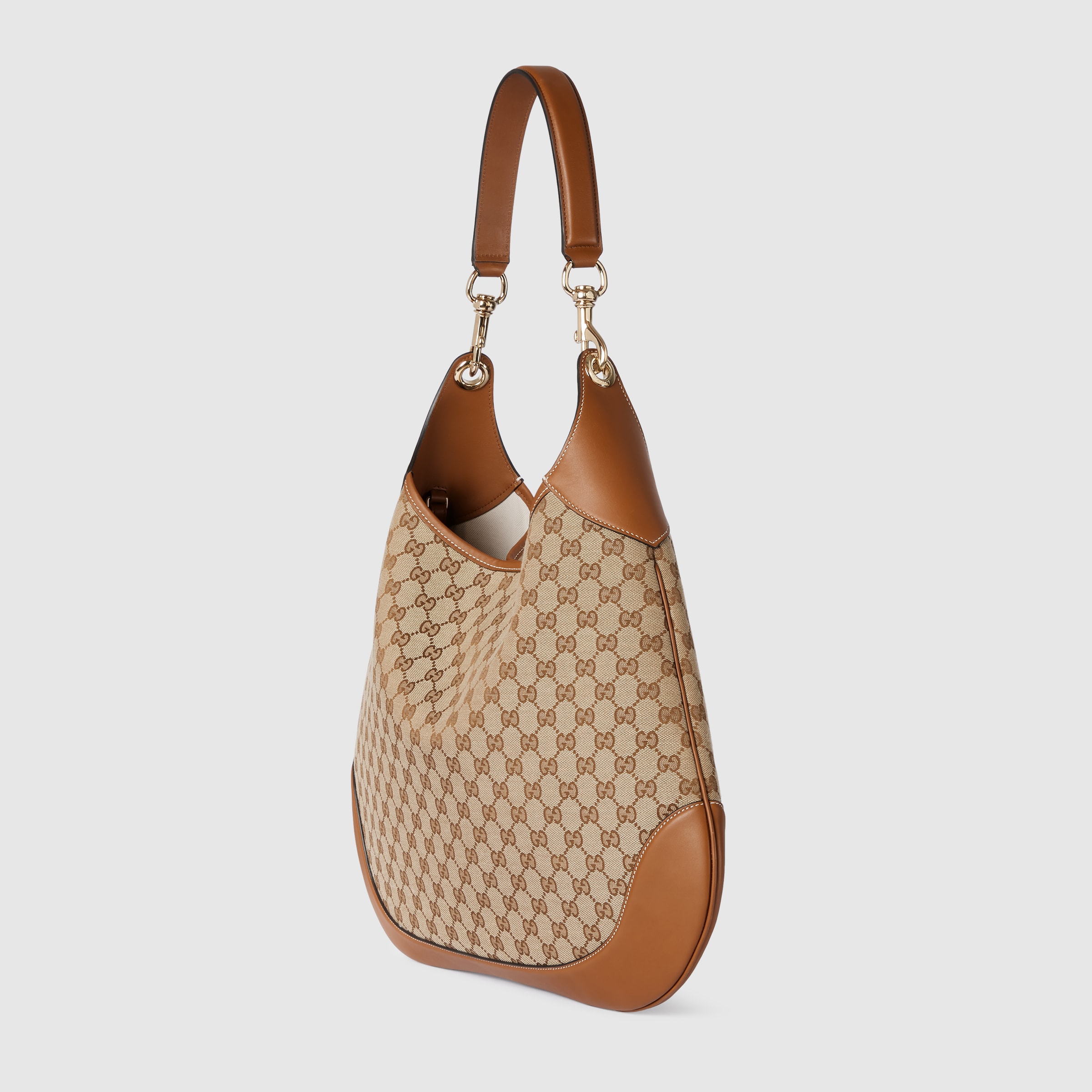 Gucci B medium shoulder bag in beige and dark brown canvas | GUCCI® UK
