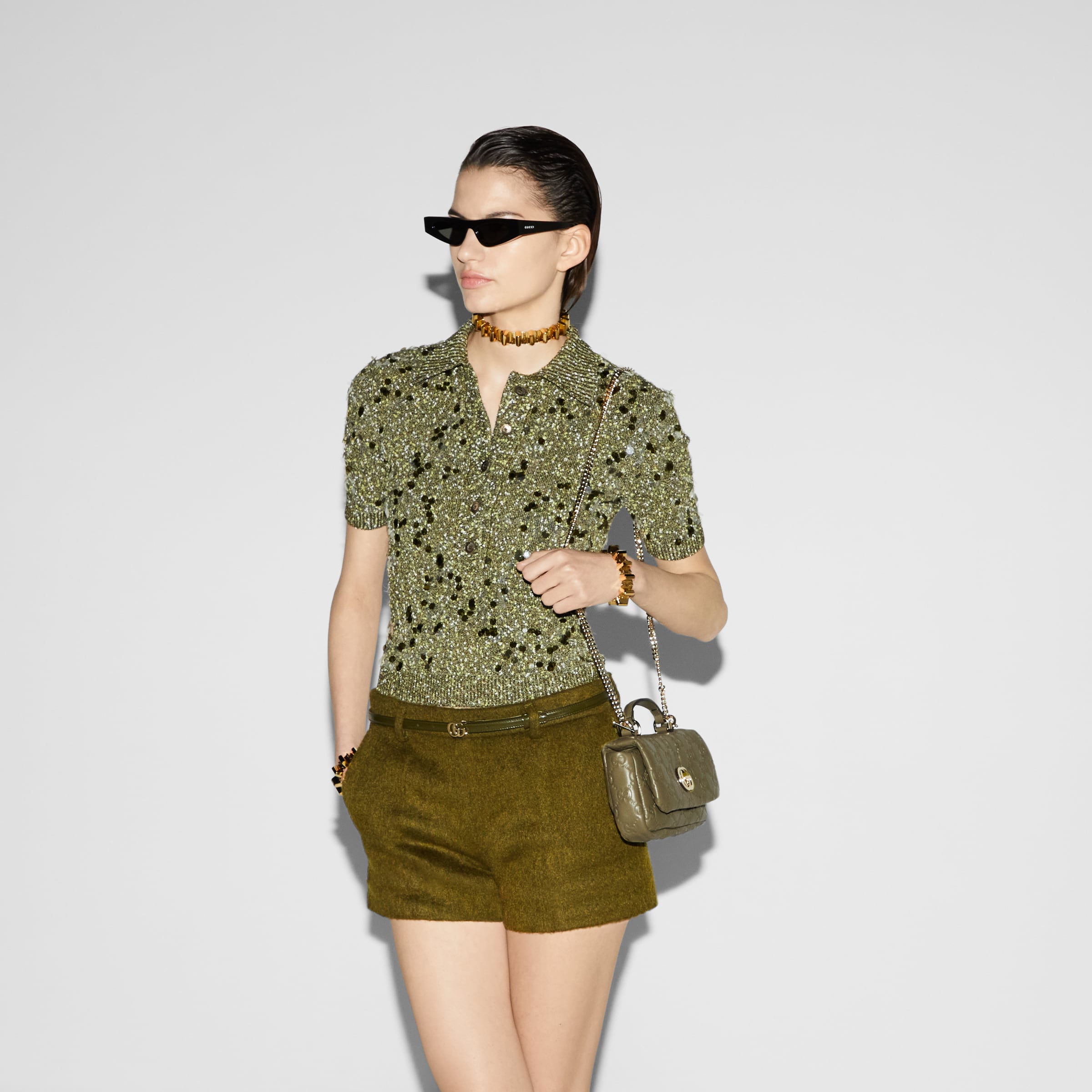 GG Milano mini top handle bag in green leather | GUCCI® Australia