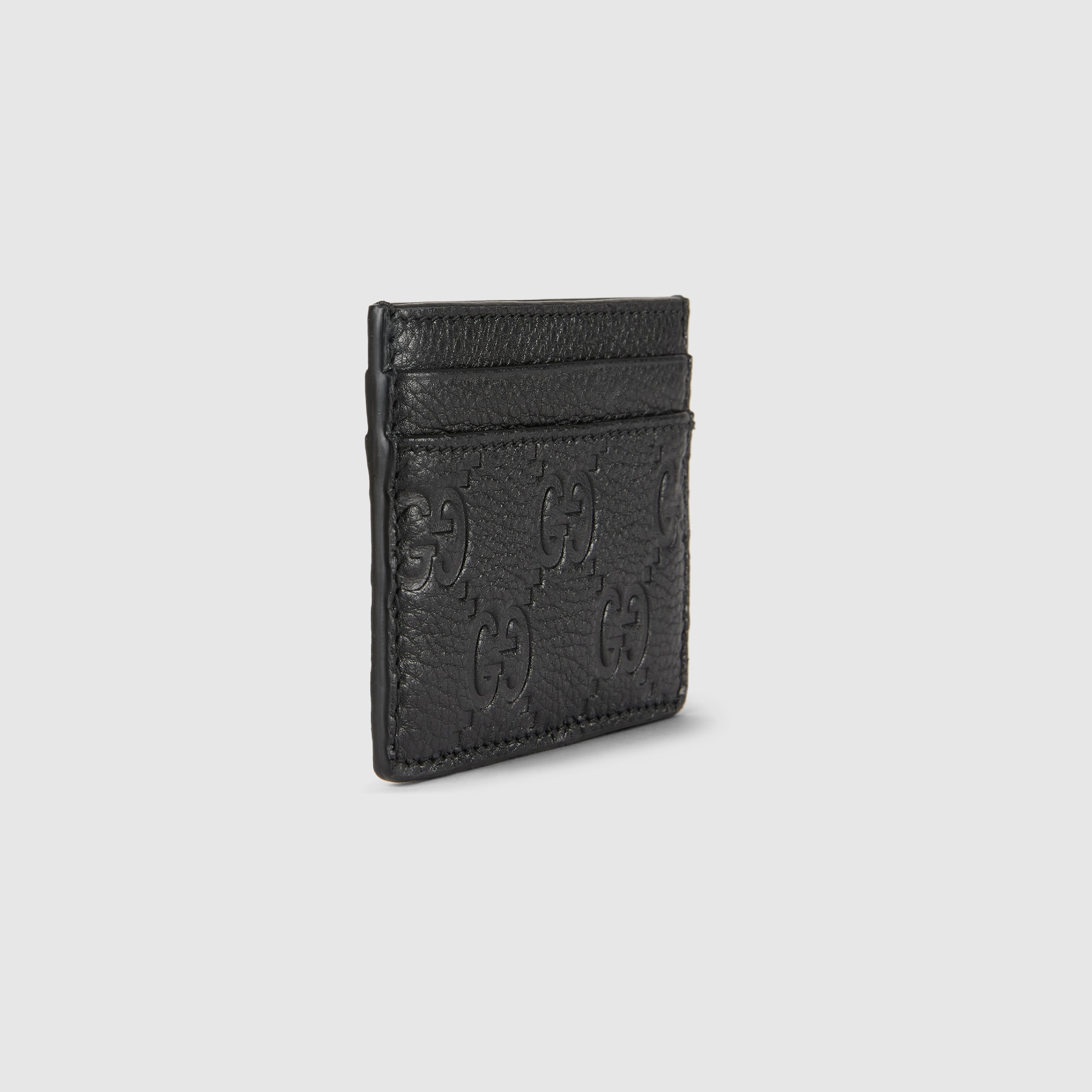 GG Emblem card case in black leather | GUCCI® Australia
