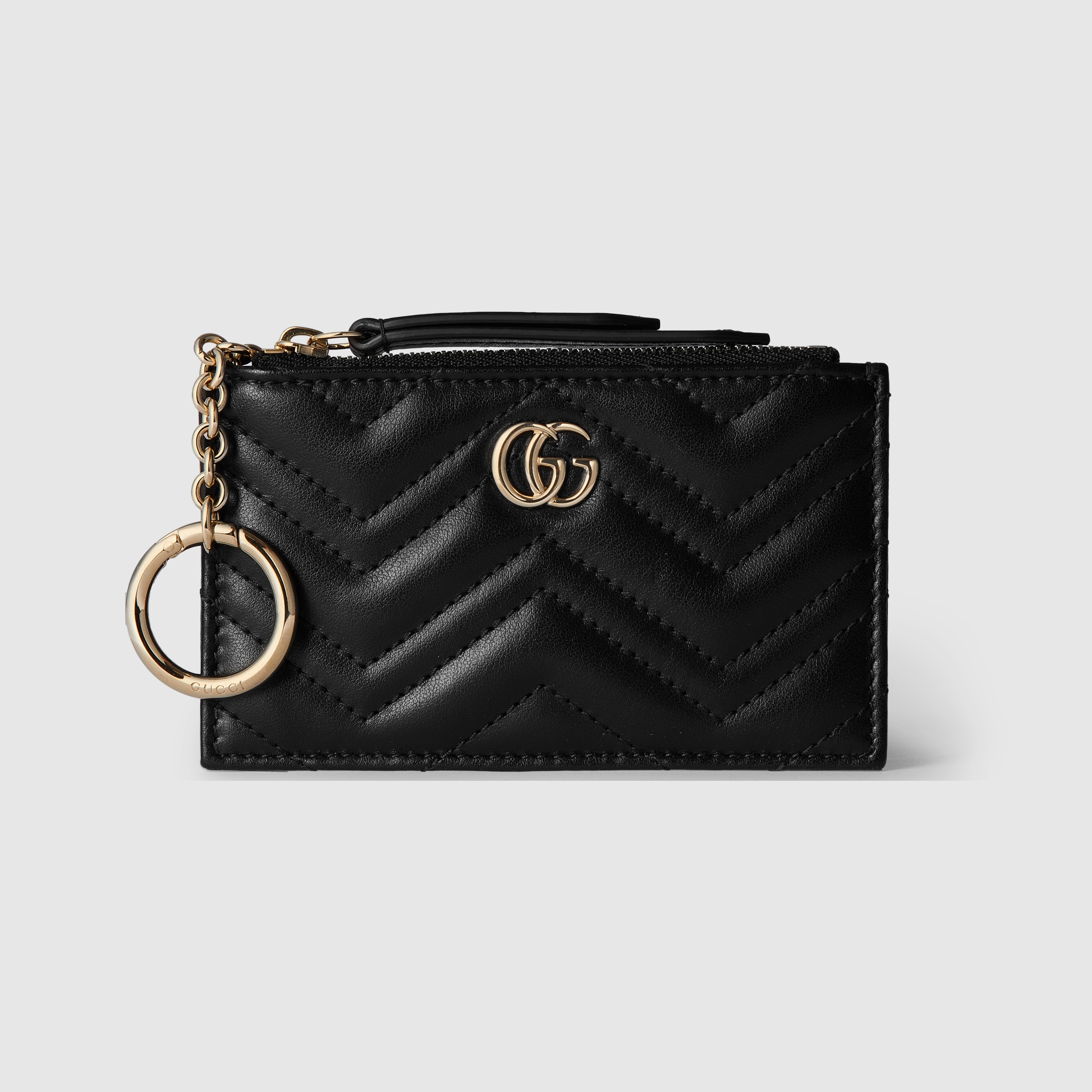 GG Marmont zip key case in black leather | GUCCI® Australia