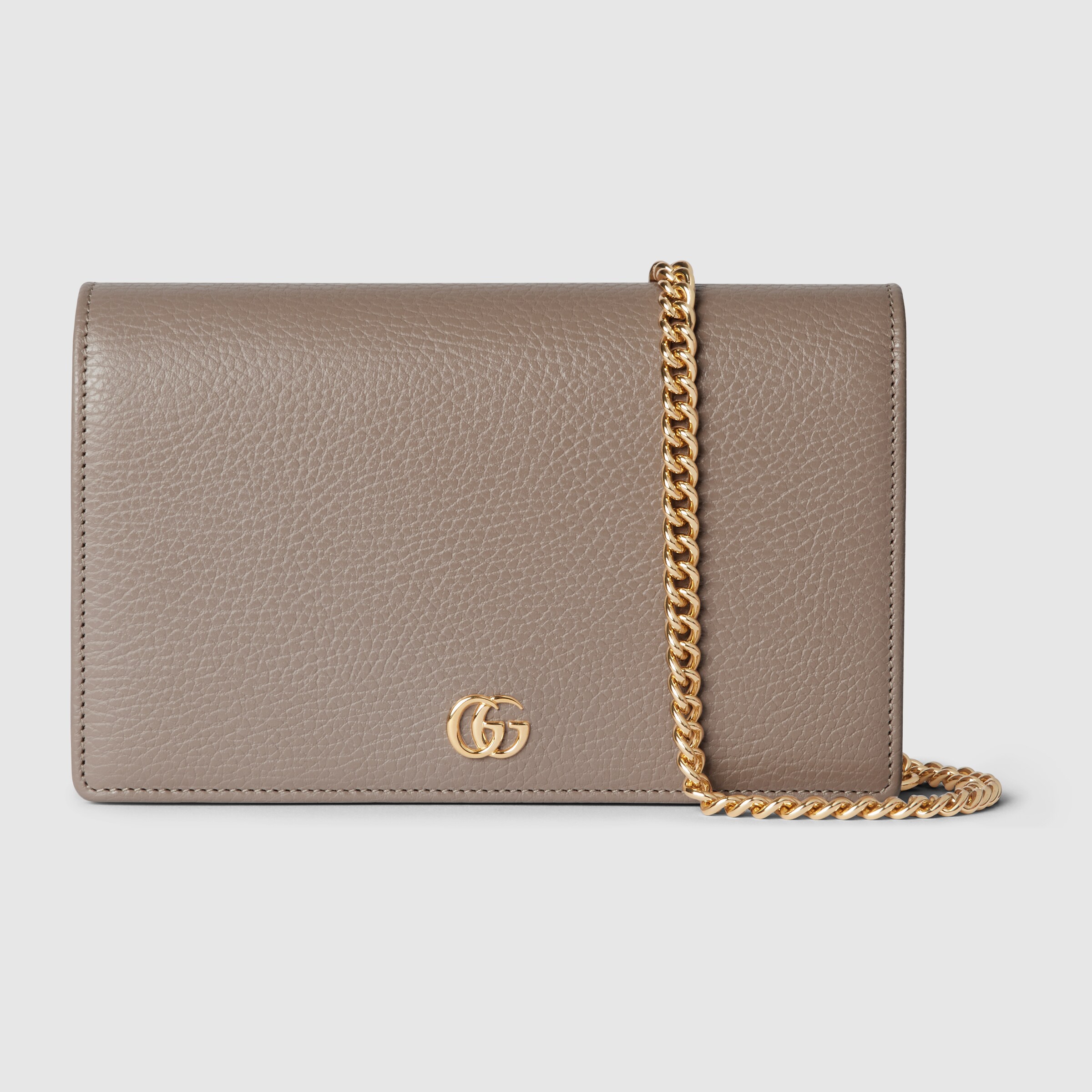 GG Marmont mini chain bag in taupe leather | GUCCI® UK
