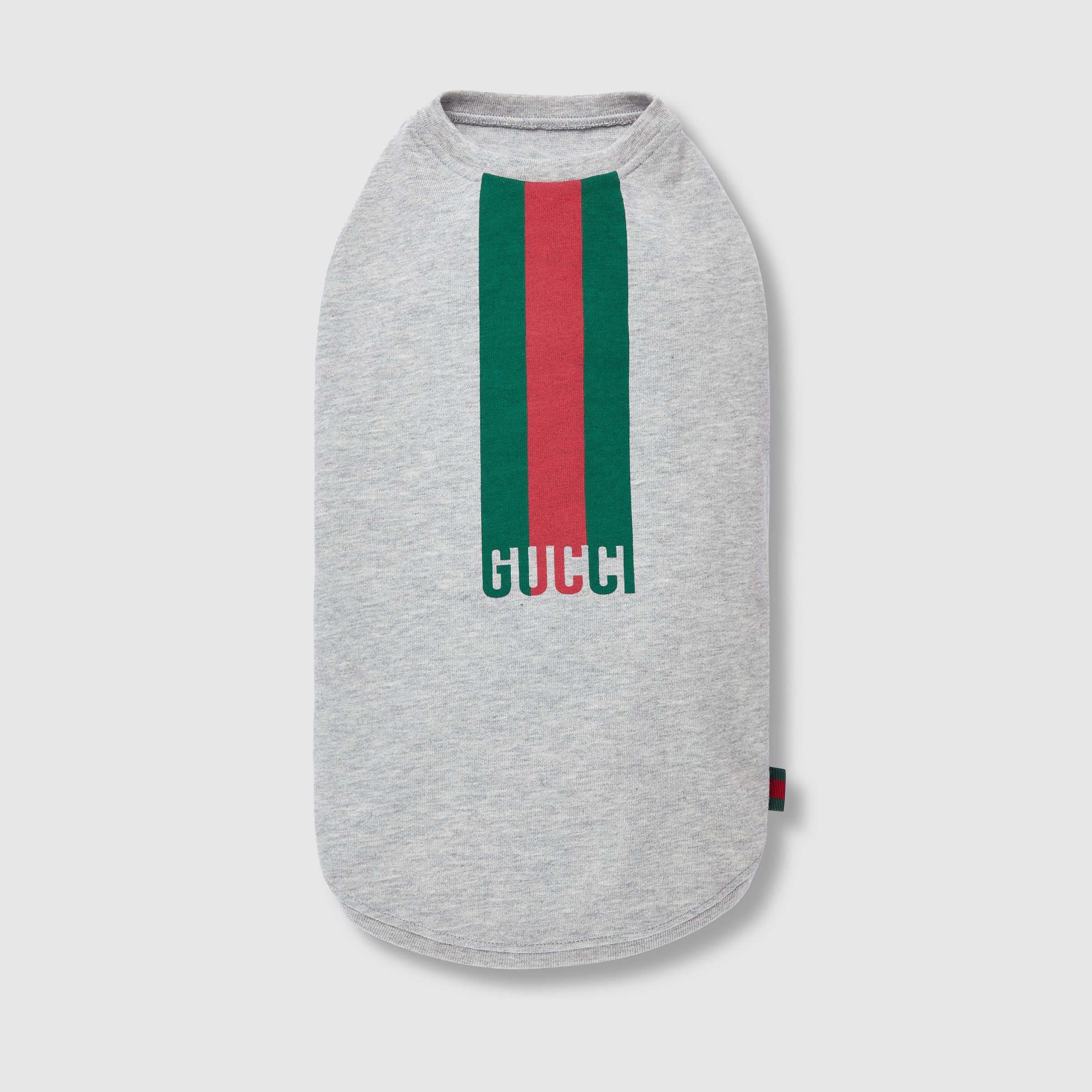 Printed cotton pet T-shirt in light grey | GUCCI® US