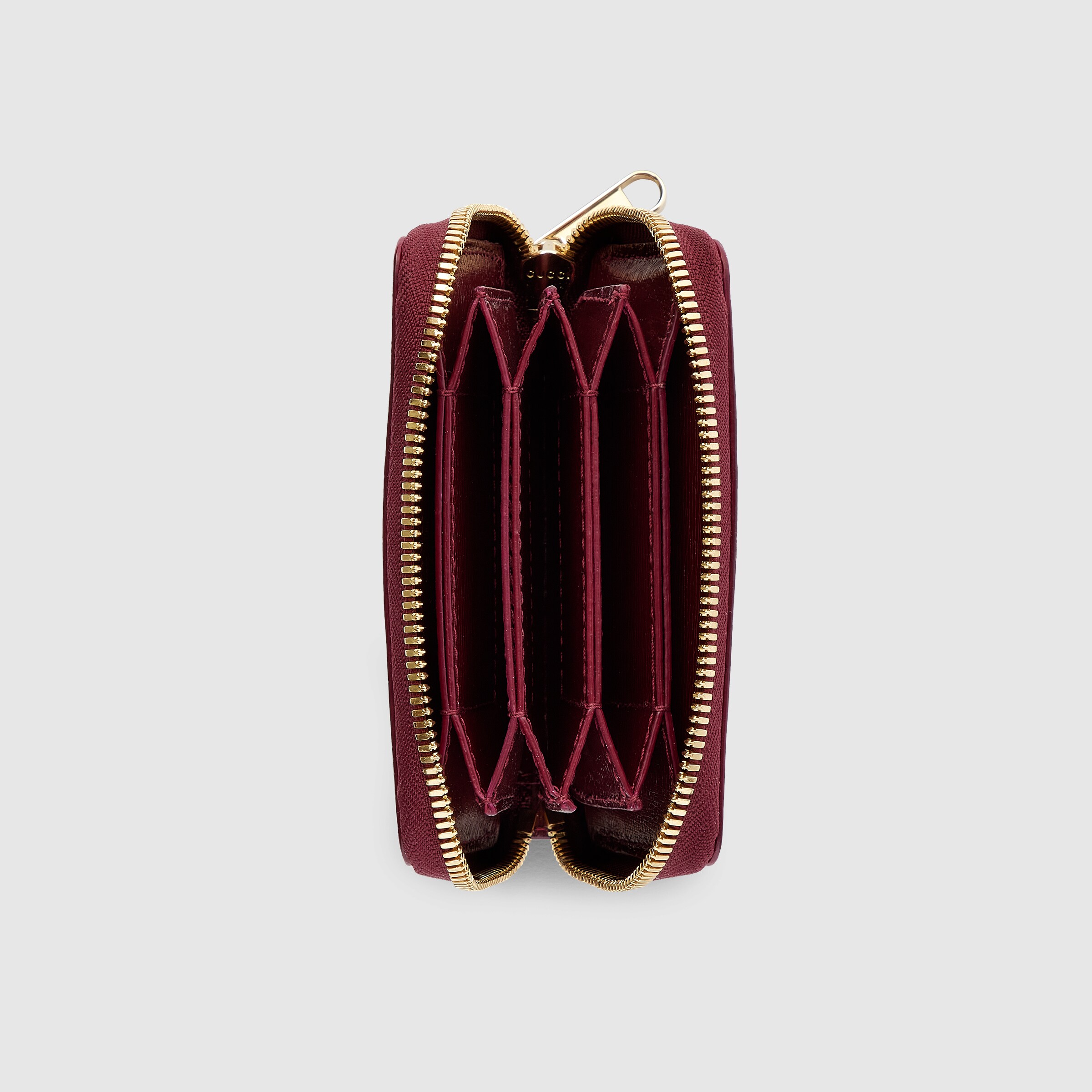 Zip card case with Gucci script in Rosso Ancora red leather | GUCCI® US