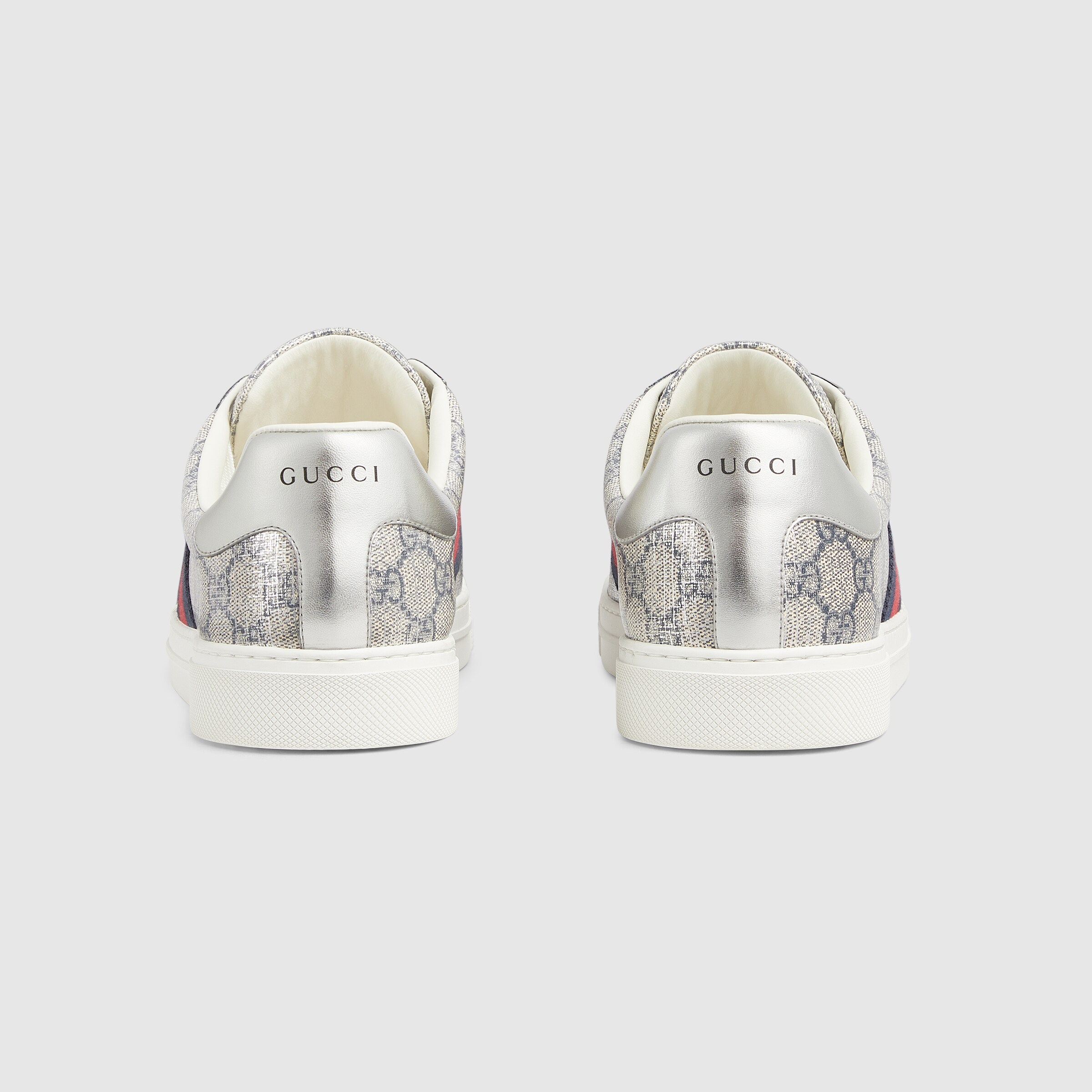 Men's Gucci Ace sneaker with Web in beige and blue GG Supreme | GUCCI ...