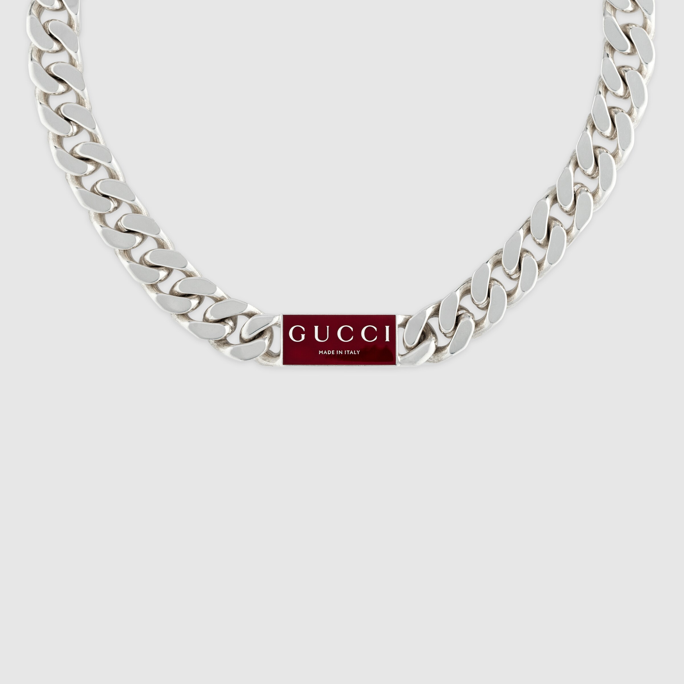 Trademark enamel chain necklace in 925 sterling silver | GUCCI® US