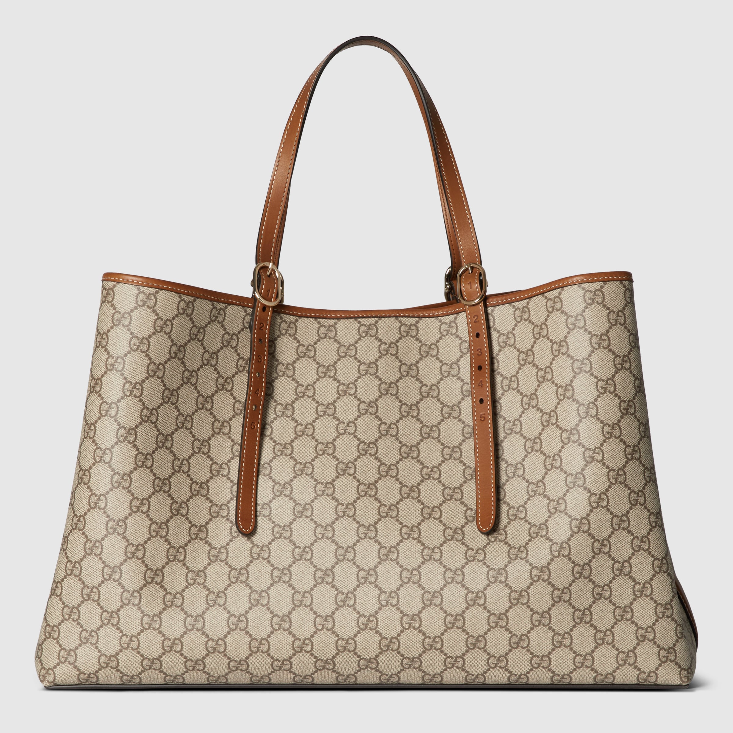 Bolsa tote grande GG Emblem intejido beige y café oscuro | GUCCI® MX