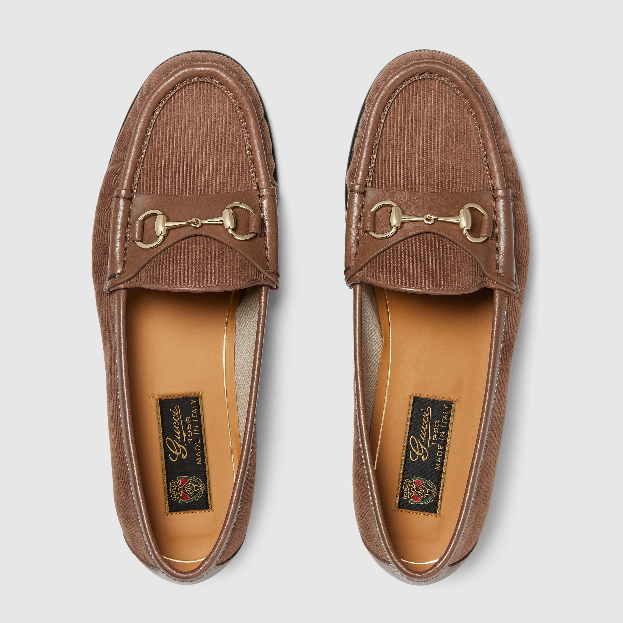 〔グッチ ホースビット 1953〕ウィメンズ ローファーライトブラウン リブ コーデュロイ | GUCCI公式