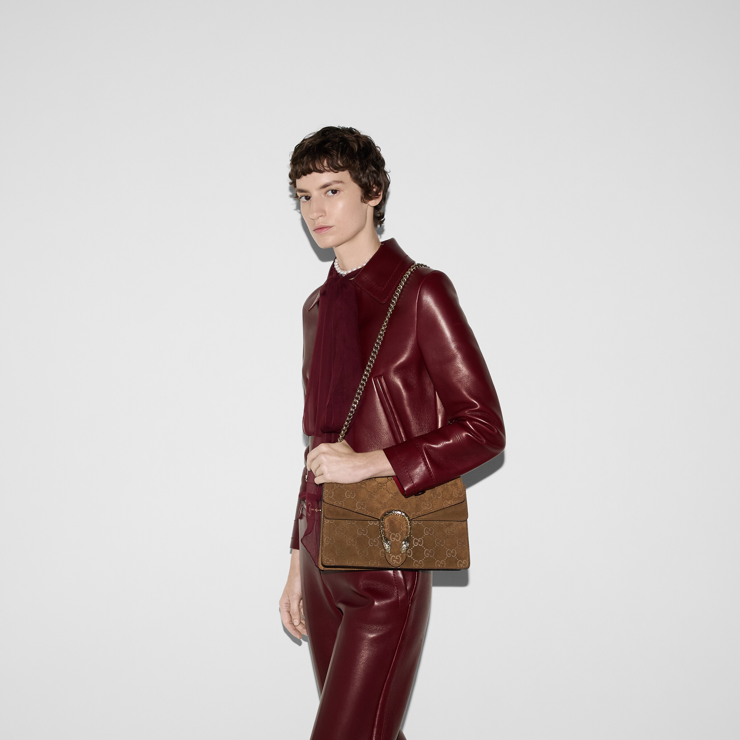 Dionysus medium shoulder bag in brown GG suede | GUCCI® Australia