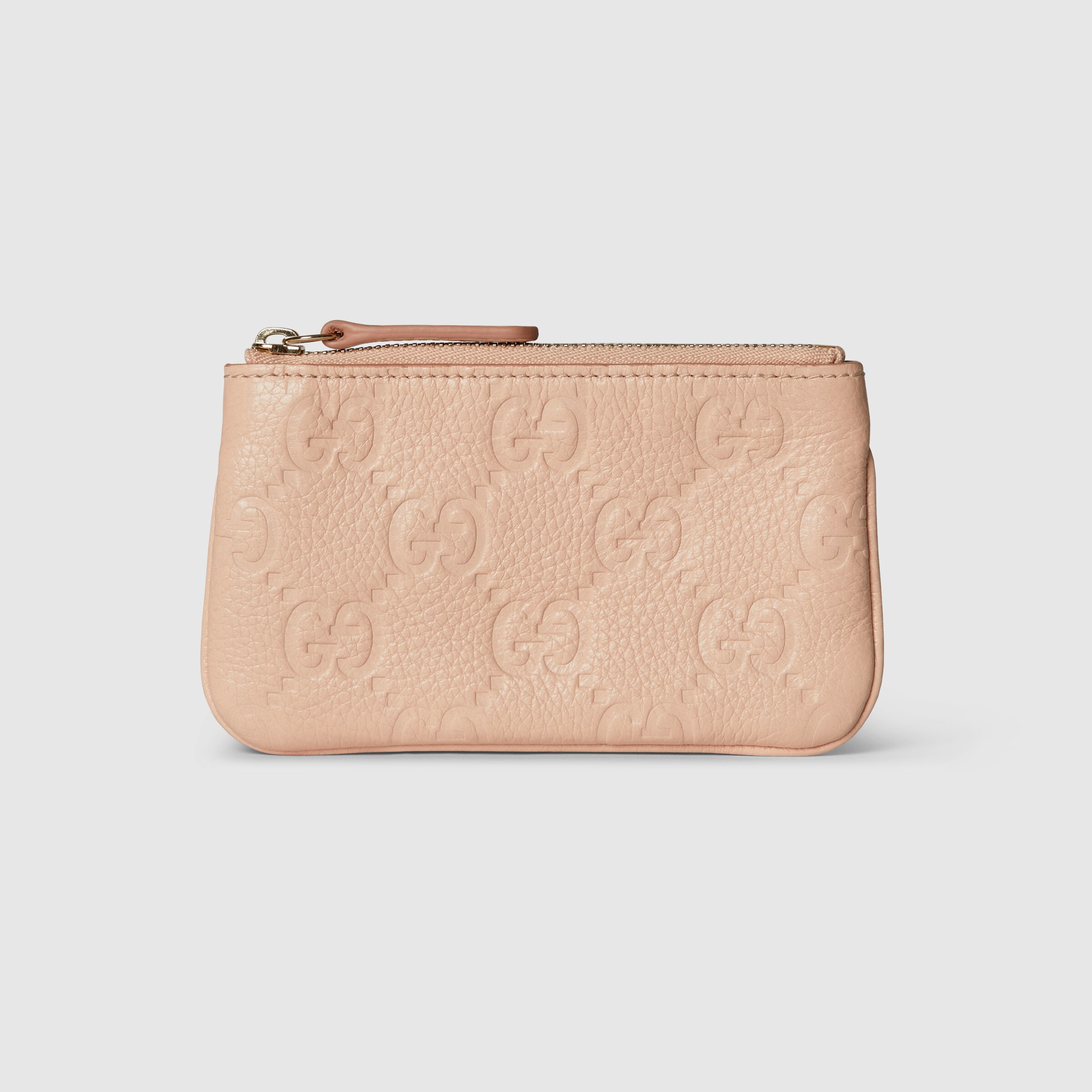 GG Emblem zip key case in light pink leather | GUCCI® UK