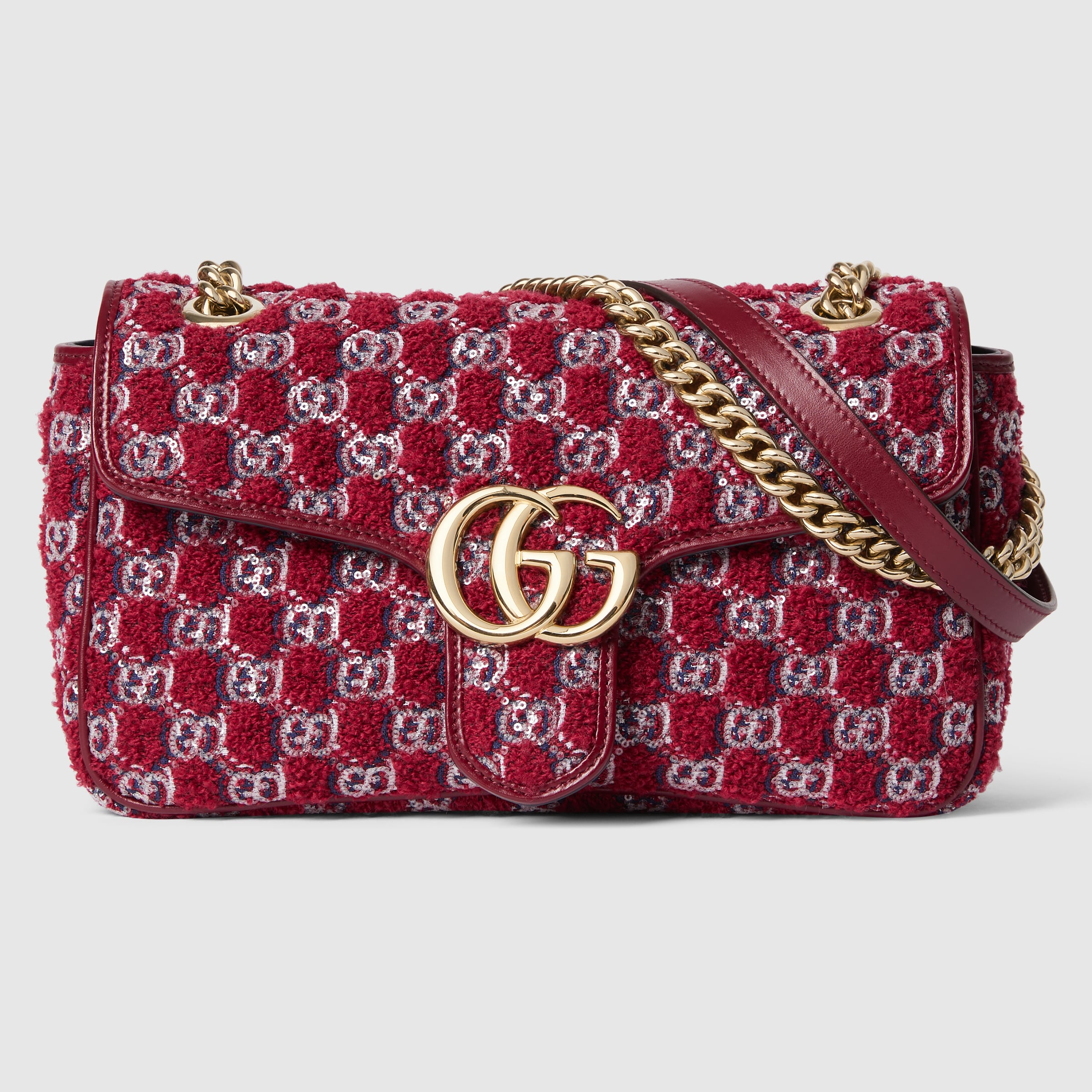 Gucci GG Marmont Small Red Tweed Shoulder Bag | GUCCI® SG