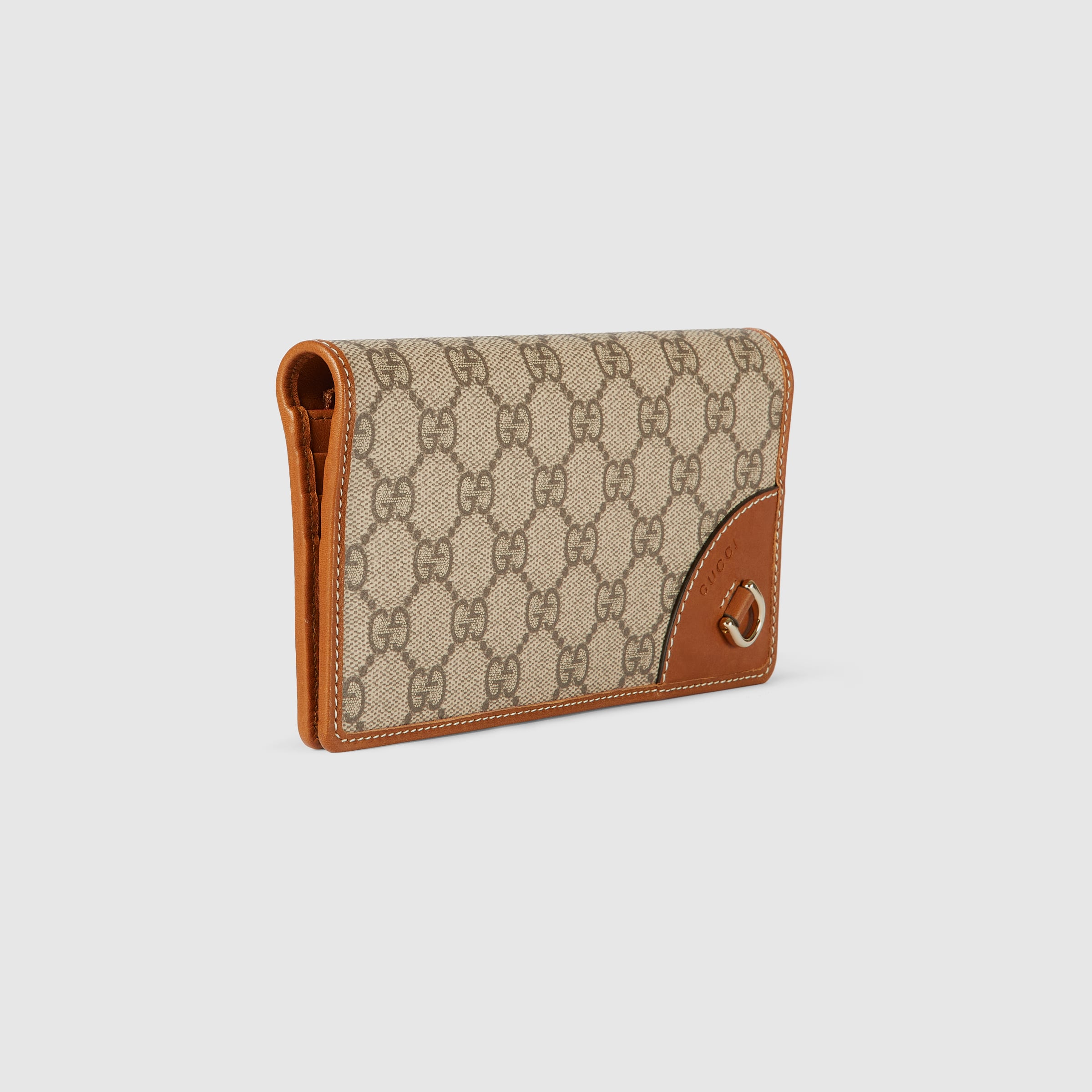 Cartera continental GG Emblem inlona beige y café oscuro | GUCCI® MX
