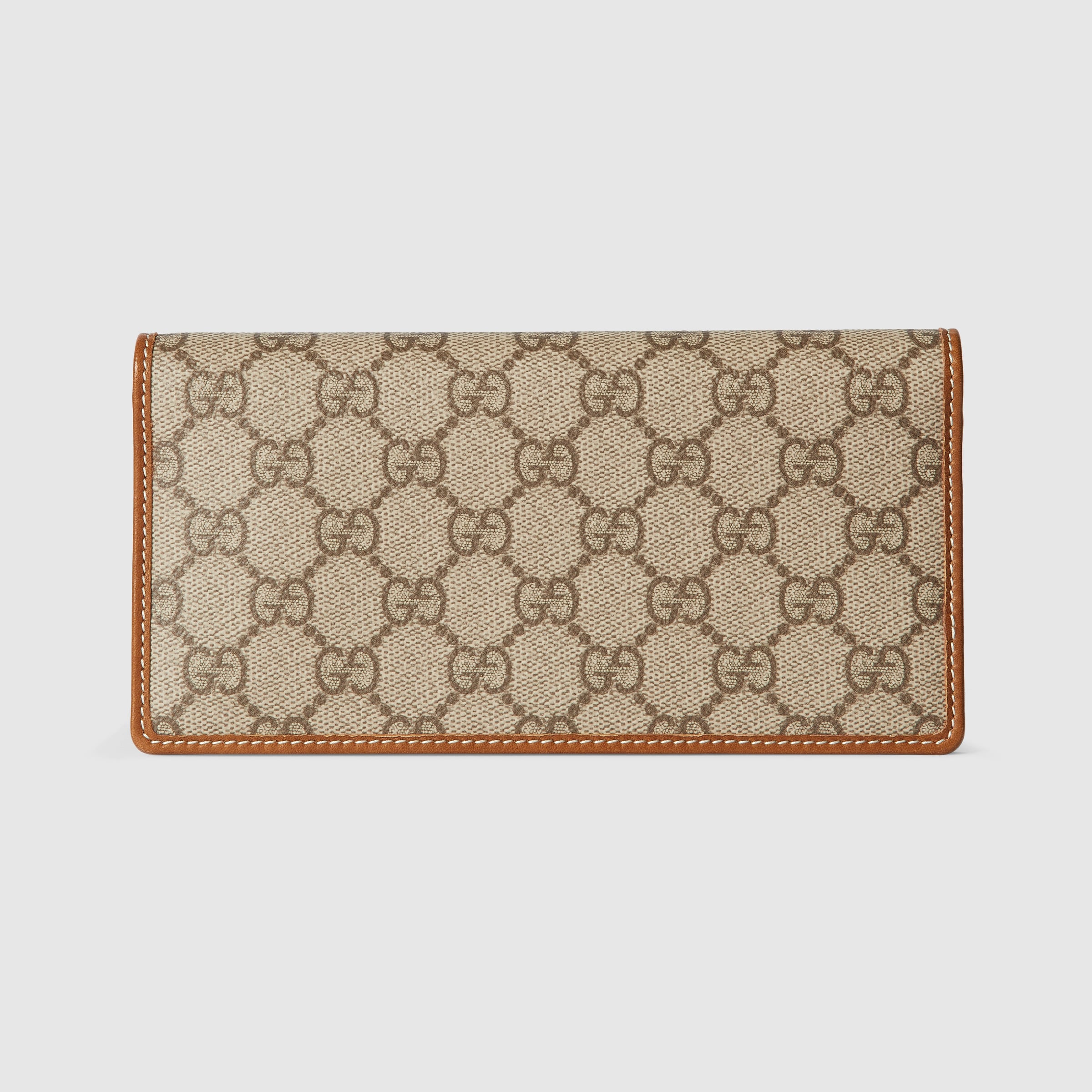 Cartera continental GG Emblem intejido beige y café oscuro | GUCCI® MX
