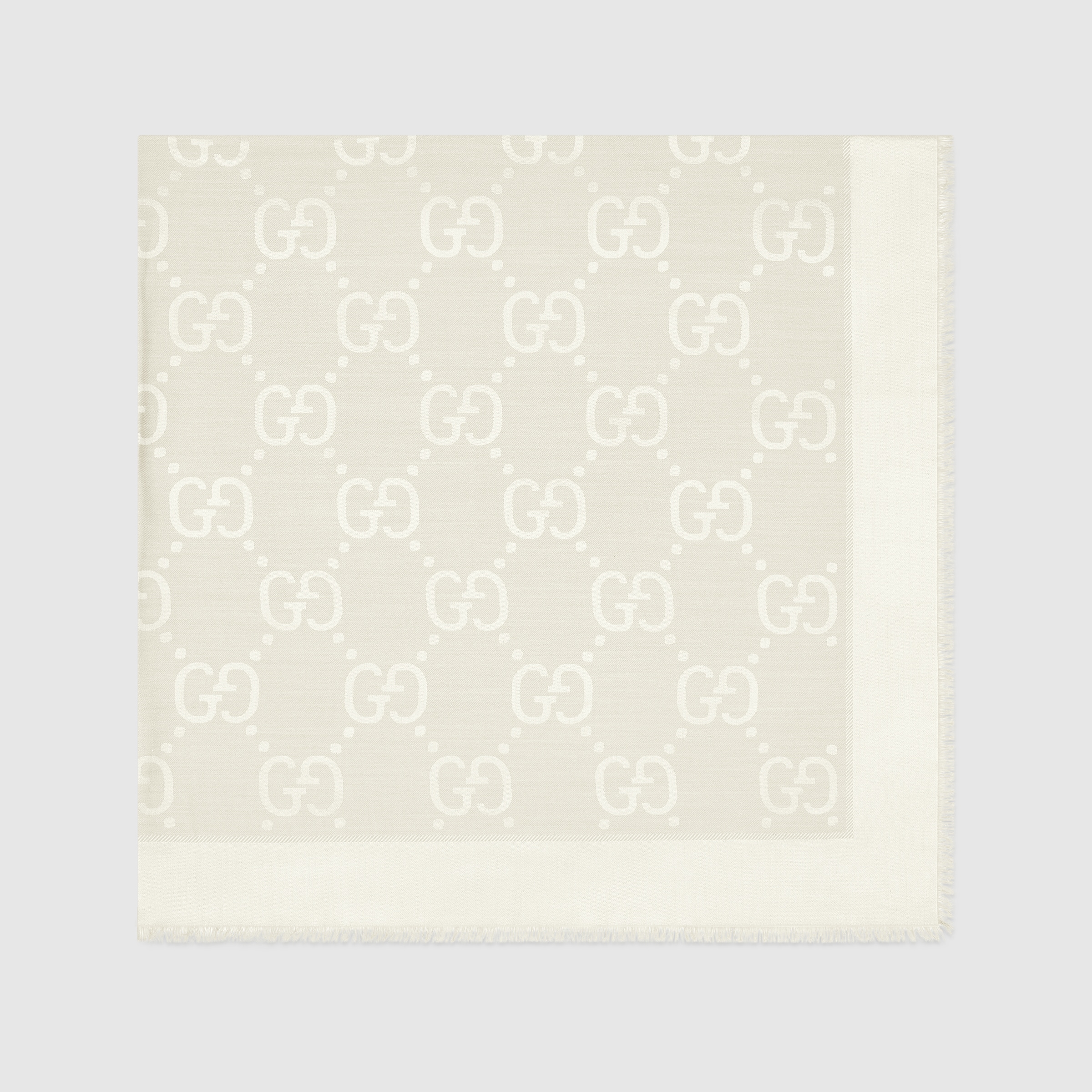 GG jacquard silk wool shawl in white | GUCCI® US