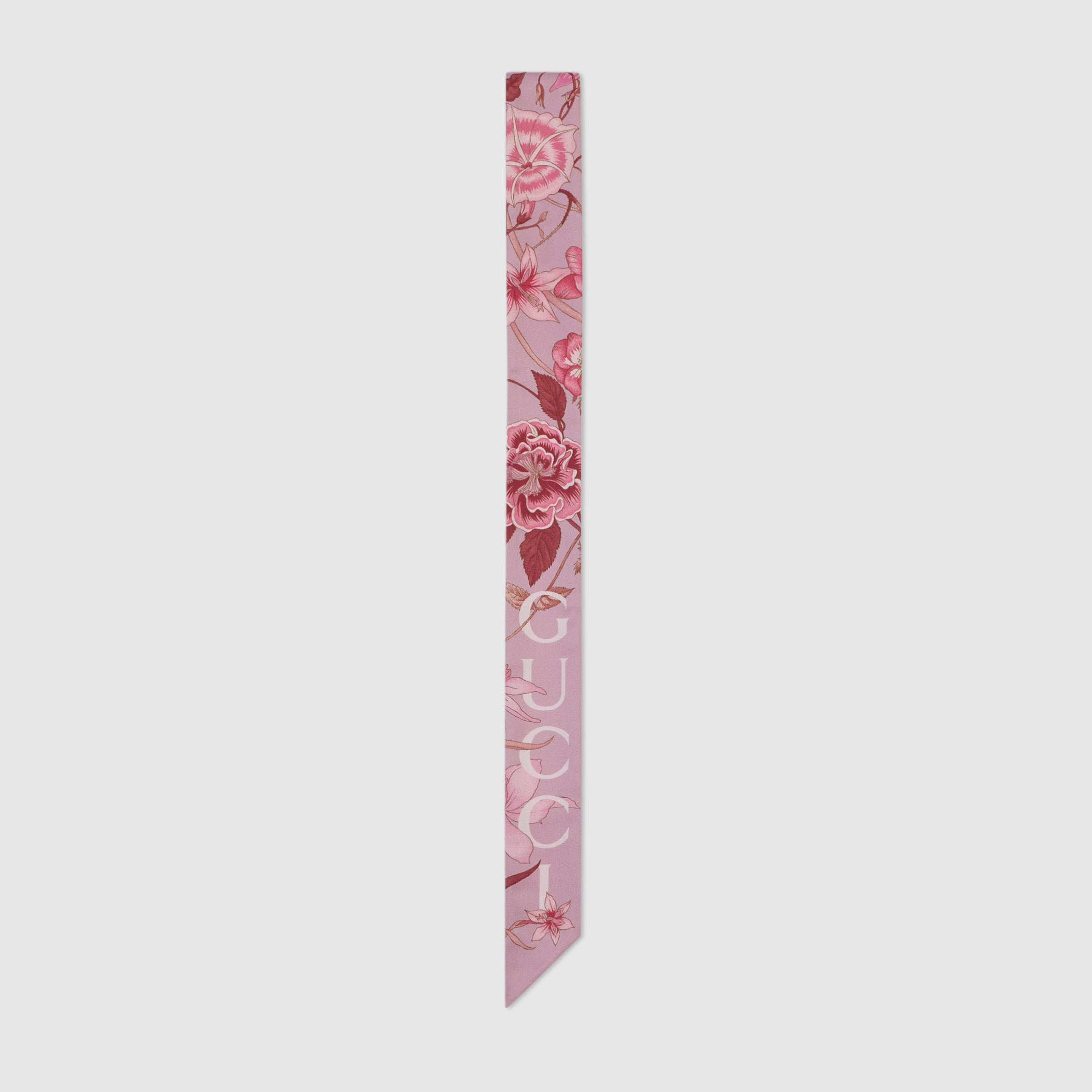 Printed silk neck bow in pink | GUCCI® US