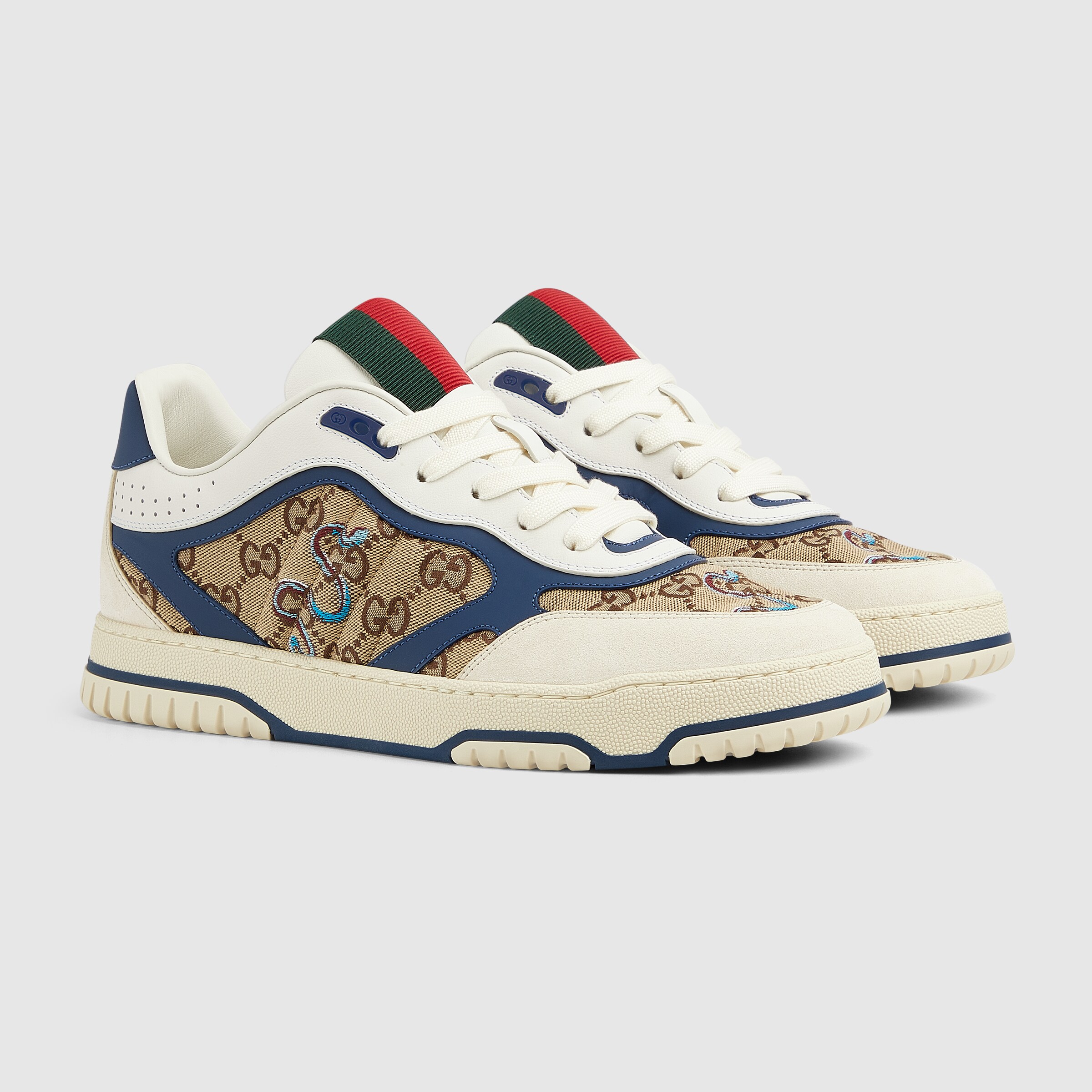 米色及深棕色GG帆布農曆新年男士Gucci Re-Web運動鞋 | GUCCI® 香港