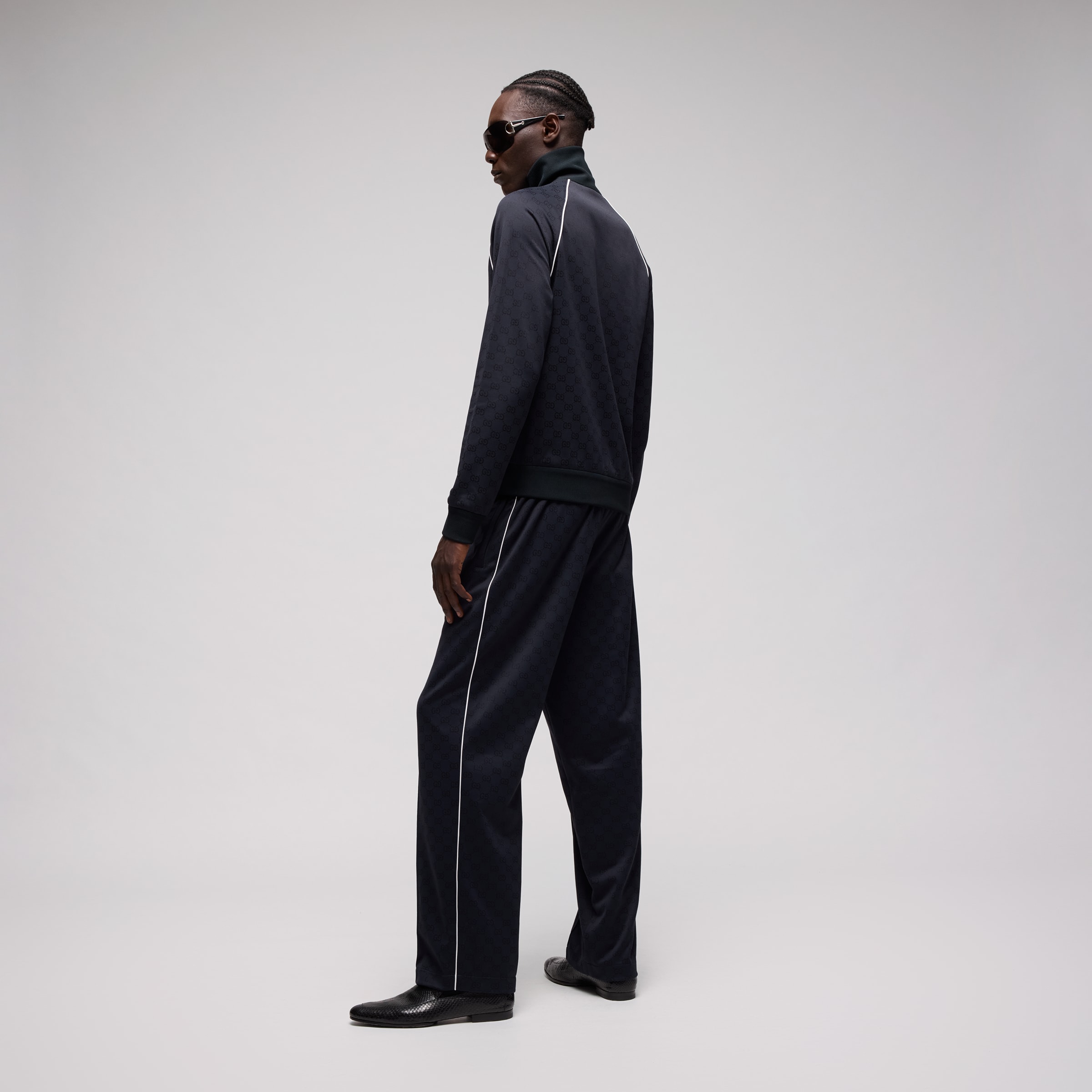 GG nylon and jersey zip jacket in navy | GUCCI® Australia