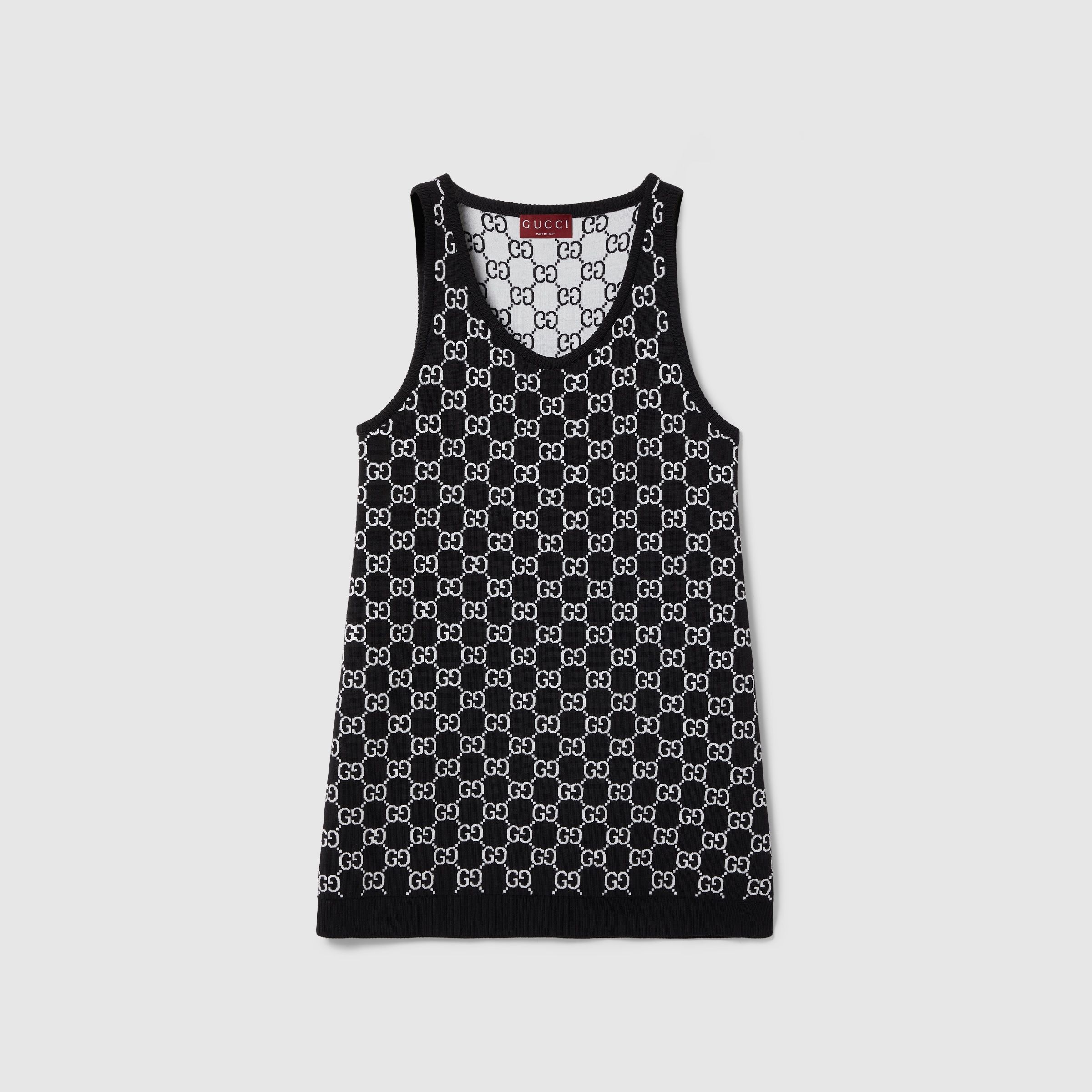 GG wool jacquard mini dress in black and white | GUCCI® Australia