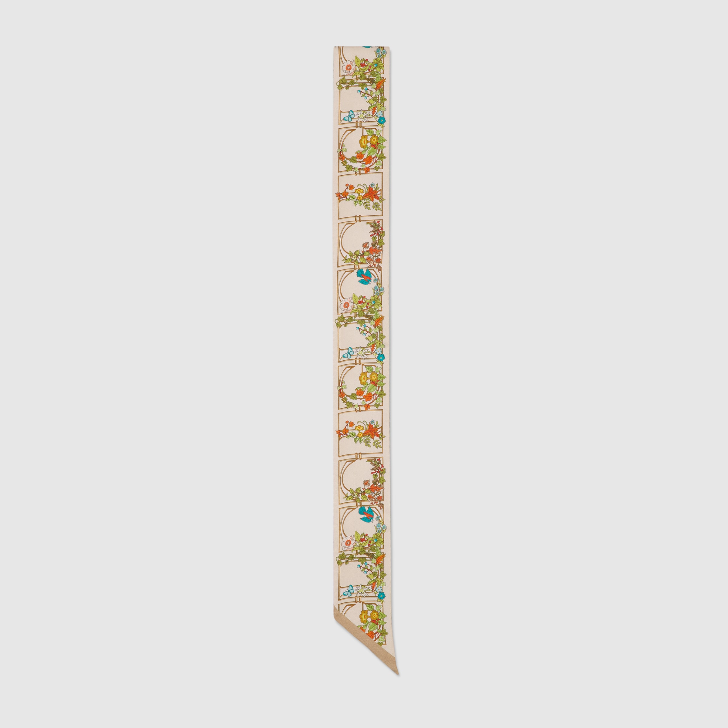 Printed silk neck bow in ivory and multicolor | GUCCI® MX
