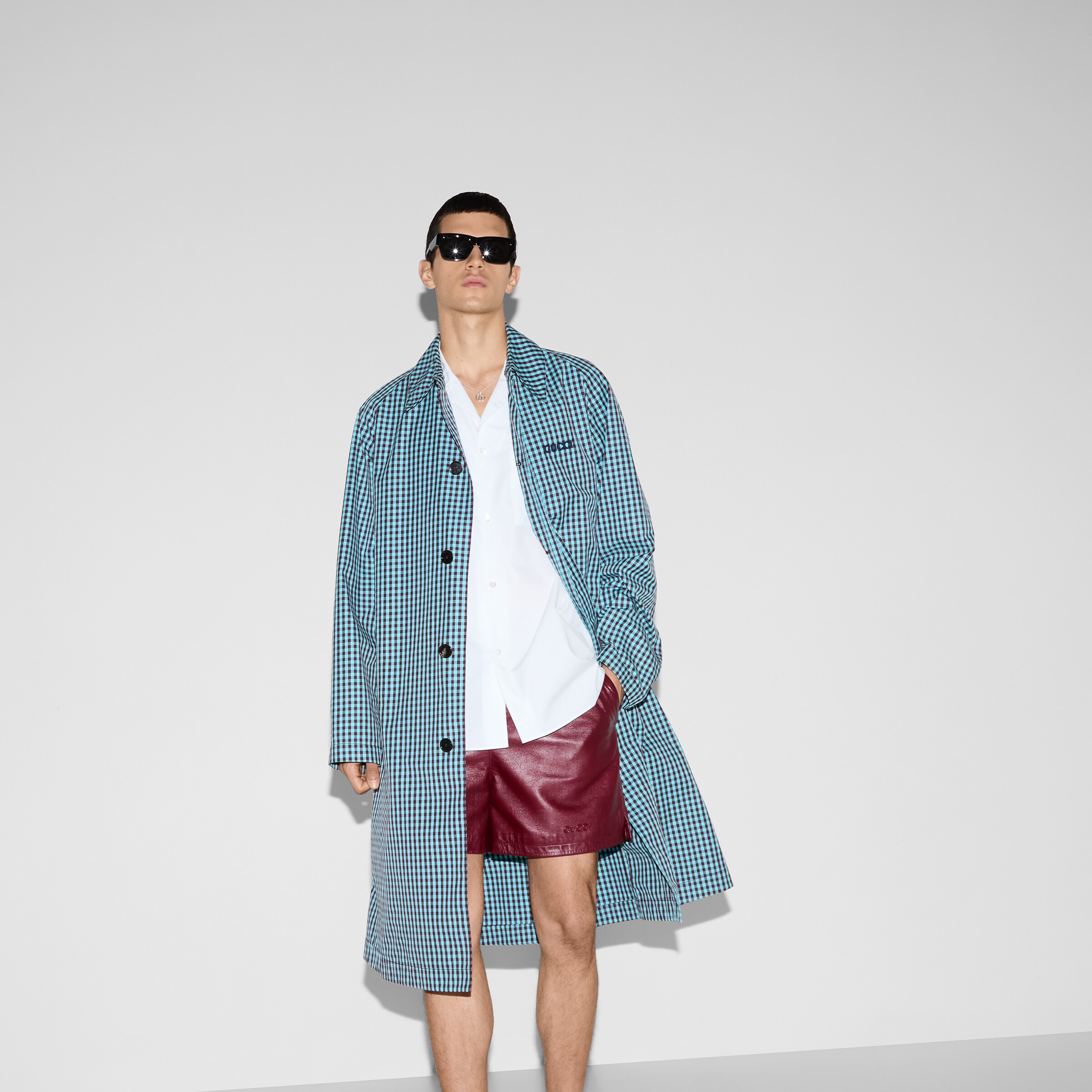 Regular fit cotton shirt with Web in white | GUCCI® SG