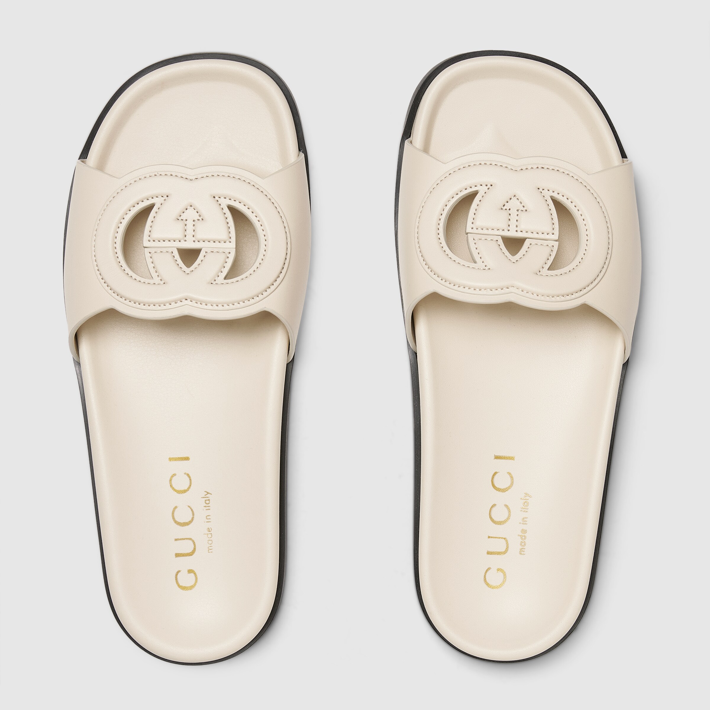 Sandalias GG Entrelazada para mujer inpiel marfil | GUCCI® MX