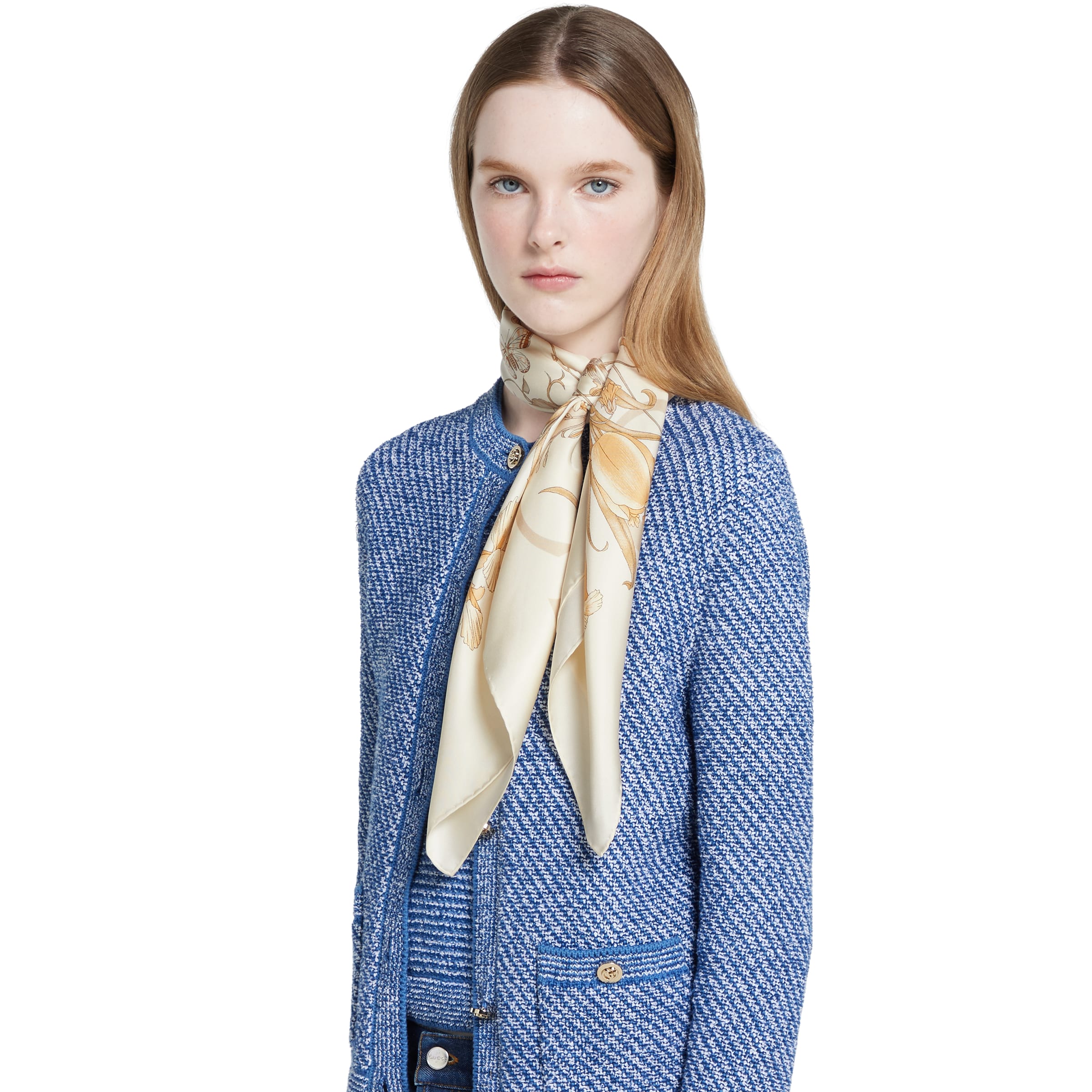 Printed silk carré in ivory | GUCCI® US